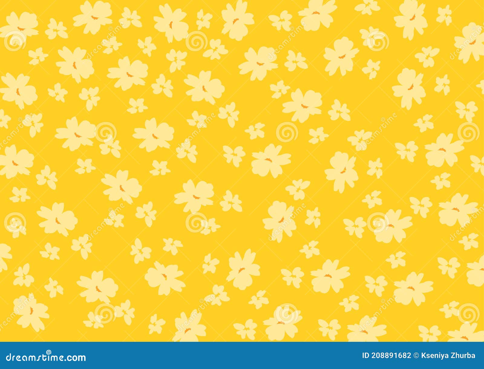 Cute Floral Yellow Summer Pattern Stock Illustration - Illustration of ...