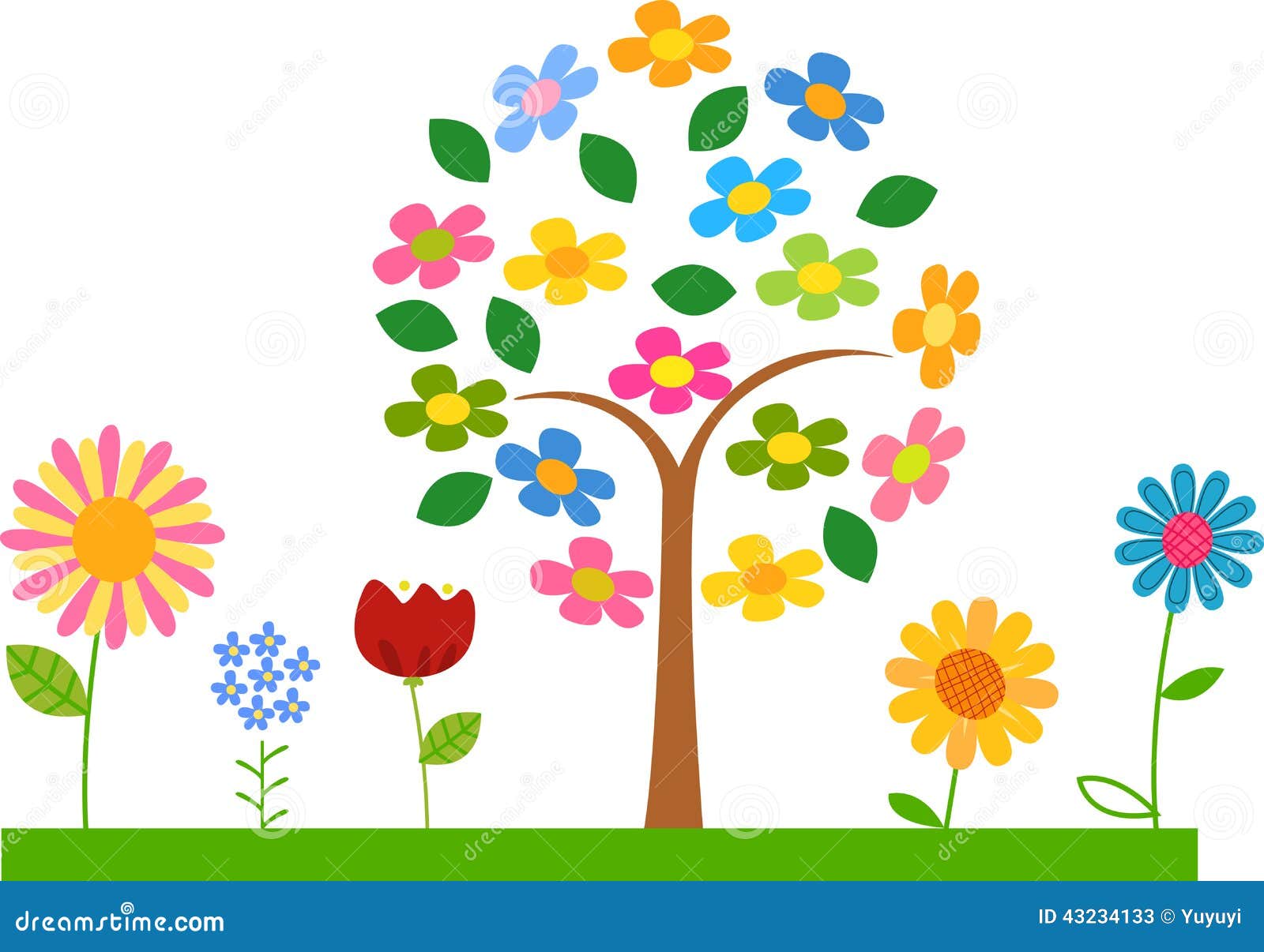 Set Of Cute Flower Elements For Scrapbook Vector Illustration ...