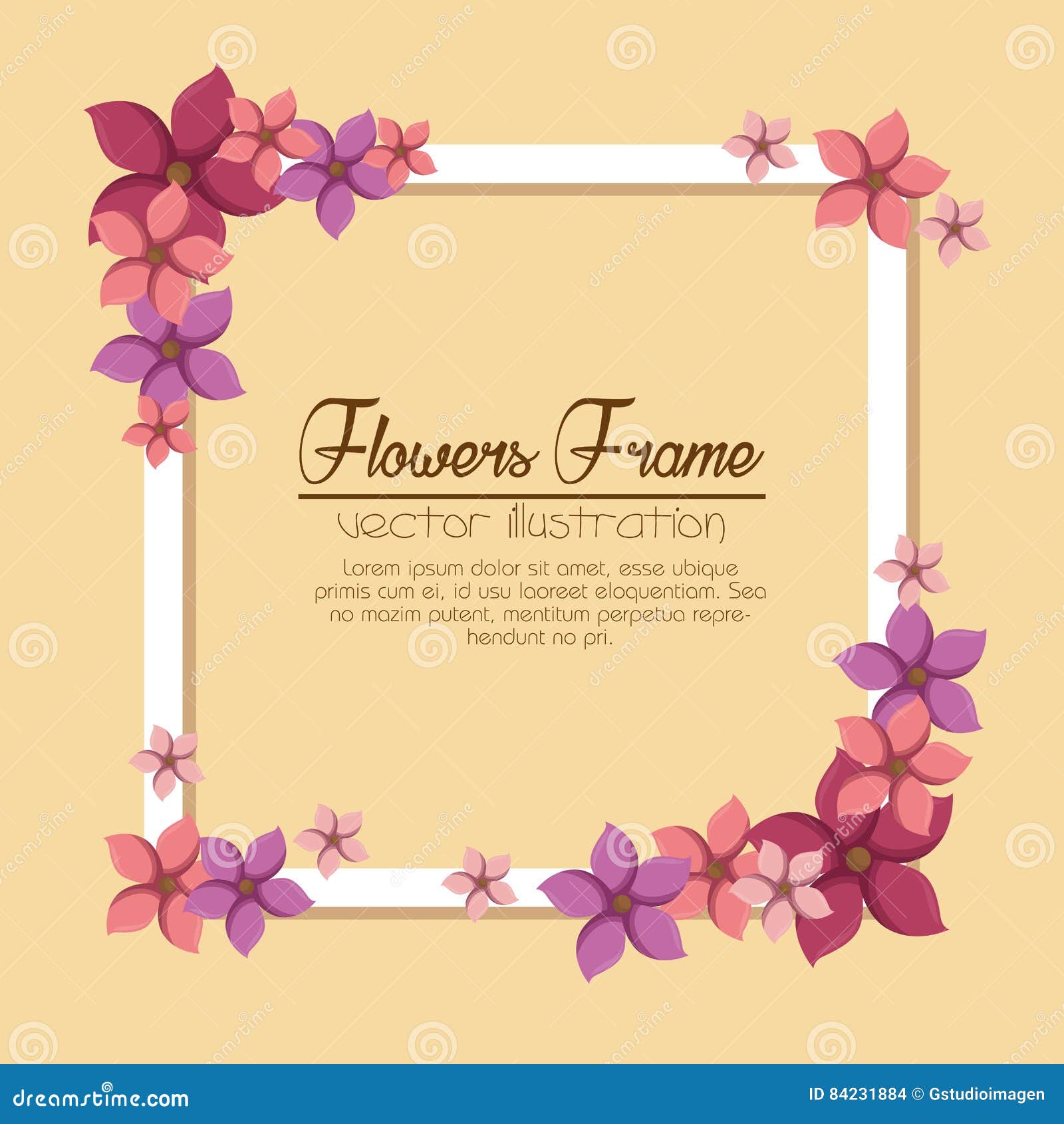 Cute Flowers Frame Background Stock Illustration - Illustration of ...