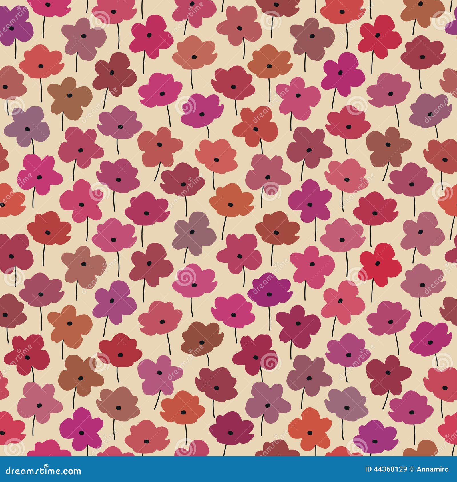 Cute Flowers. Seamless Pattern Stock Vector - Illustration of petal ...
