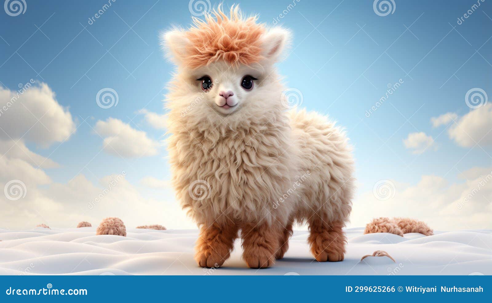 Cute Fluffy Alpaca. Generative Ai Stock Illustration - Illustration of ...