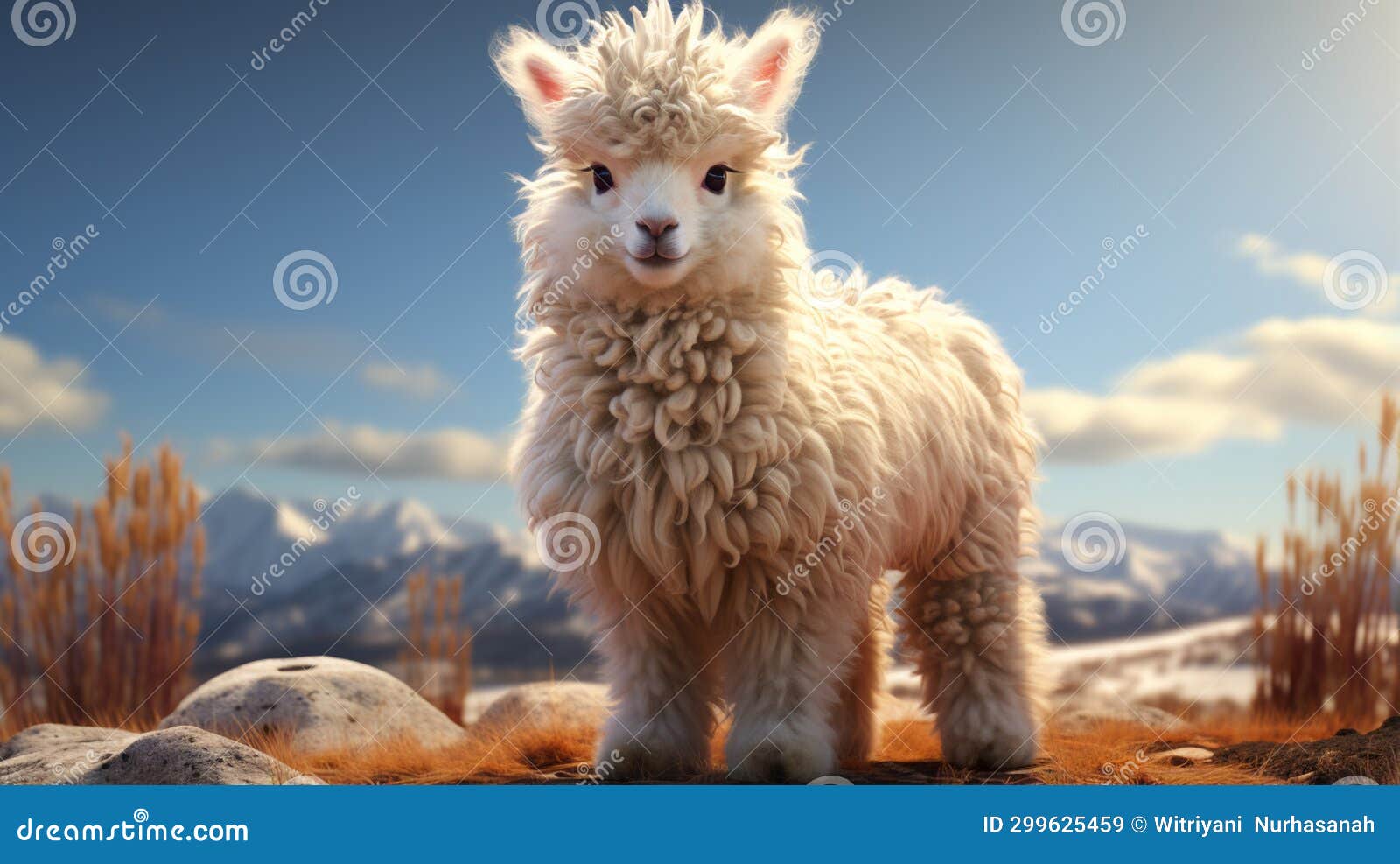 Cute Fluffy Alpaca. Generative Ai Stock Illustration - Illustration of ...