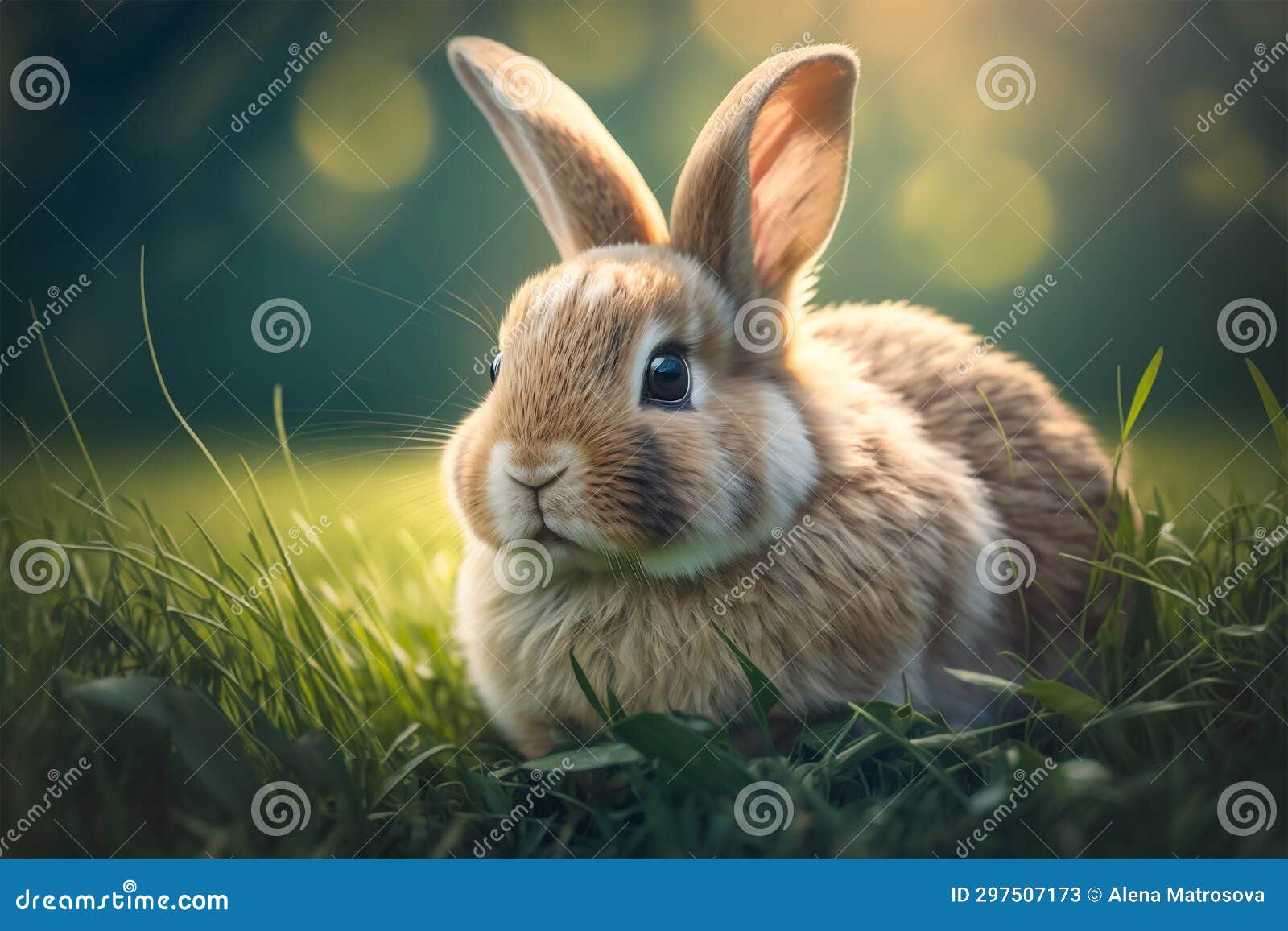 Cute Fluffy Bunny in Grass, Spring and Easter. Generative AI Stock ...