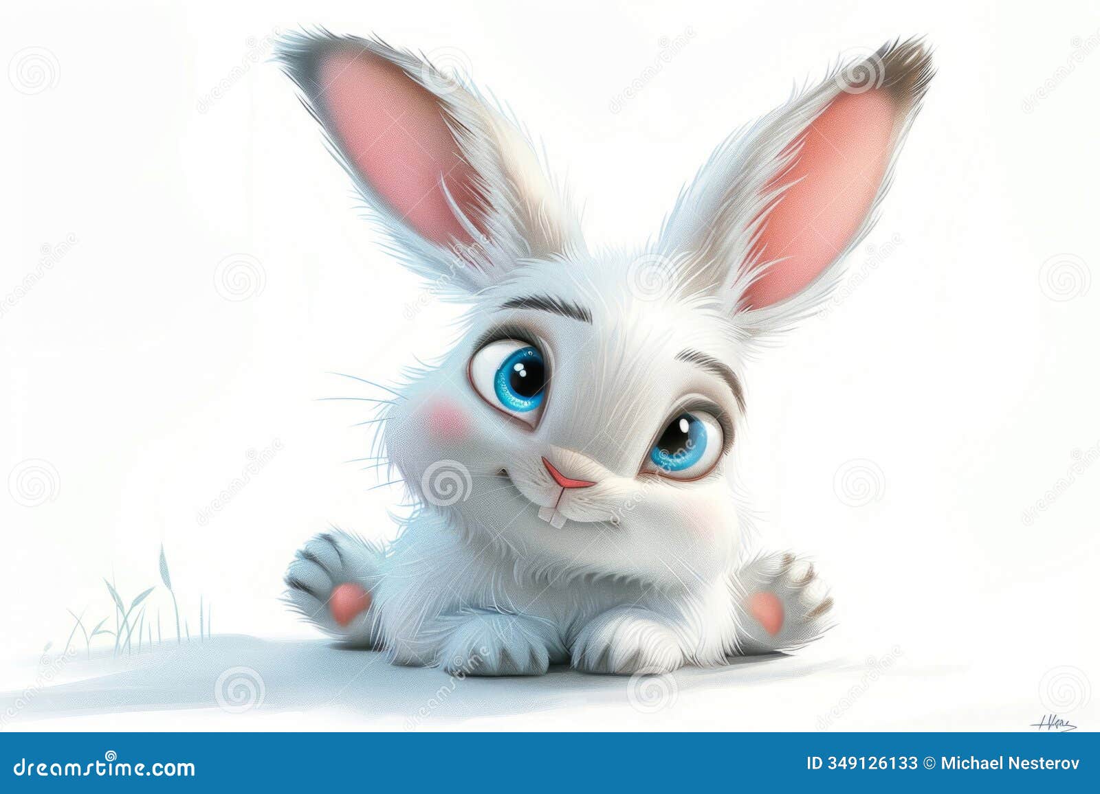 Cute Fluffy Cartoon Rabbit with Big Eyes Stock Image - Image of ...