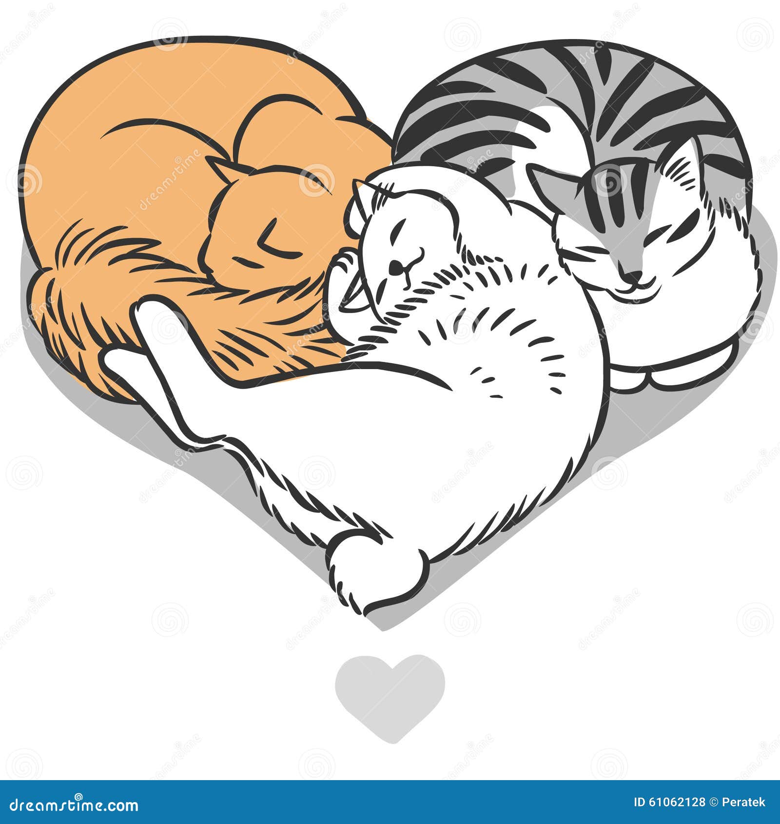 Cute fluffy cats. stock vector. Illustration of cozy - 61062128