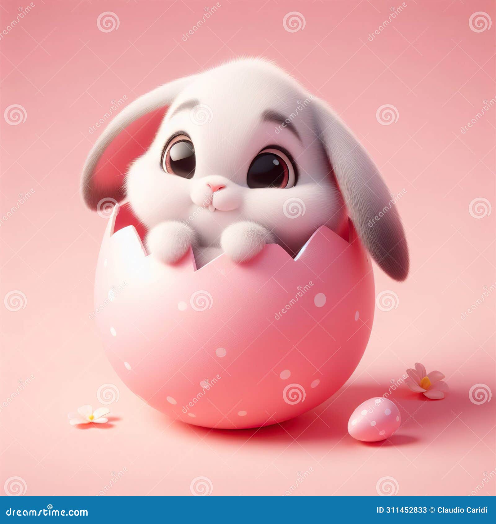 Cute Fluffy Easter Rabbit Hatching from an Easter Egg. Happy Easter ...