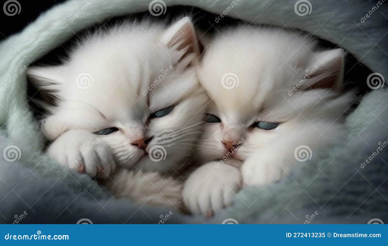 Cute Fluffy Kitten Sleeping in Comfortable ,generative AI Stock ...
