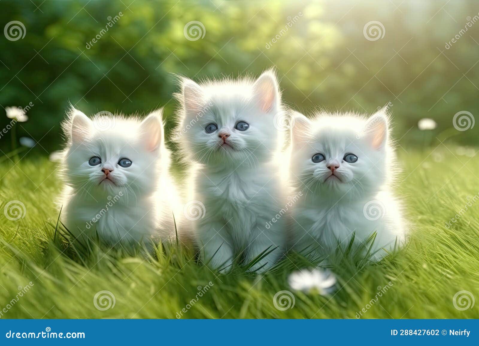 Cute Fluffy Kittens Playing Outdoor Stock Photo - Image of lawn ...