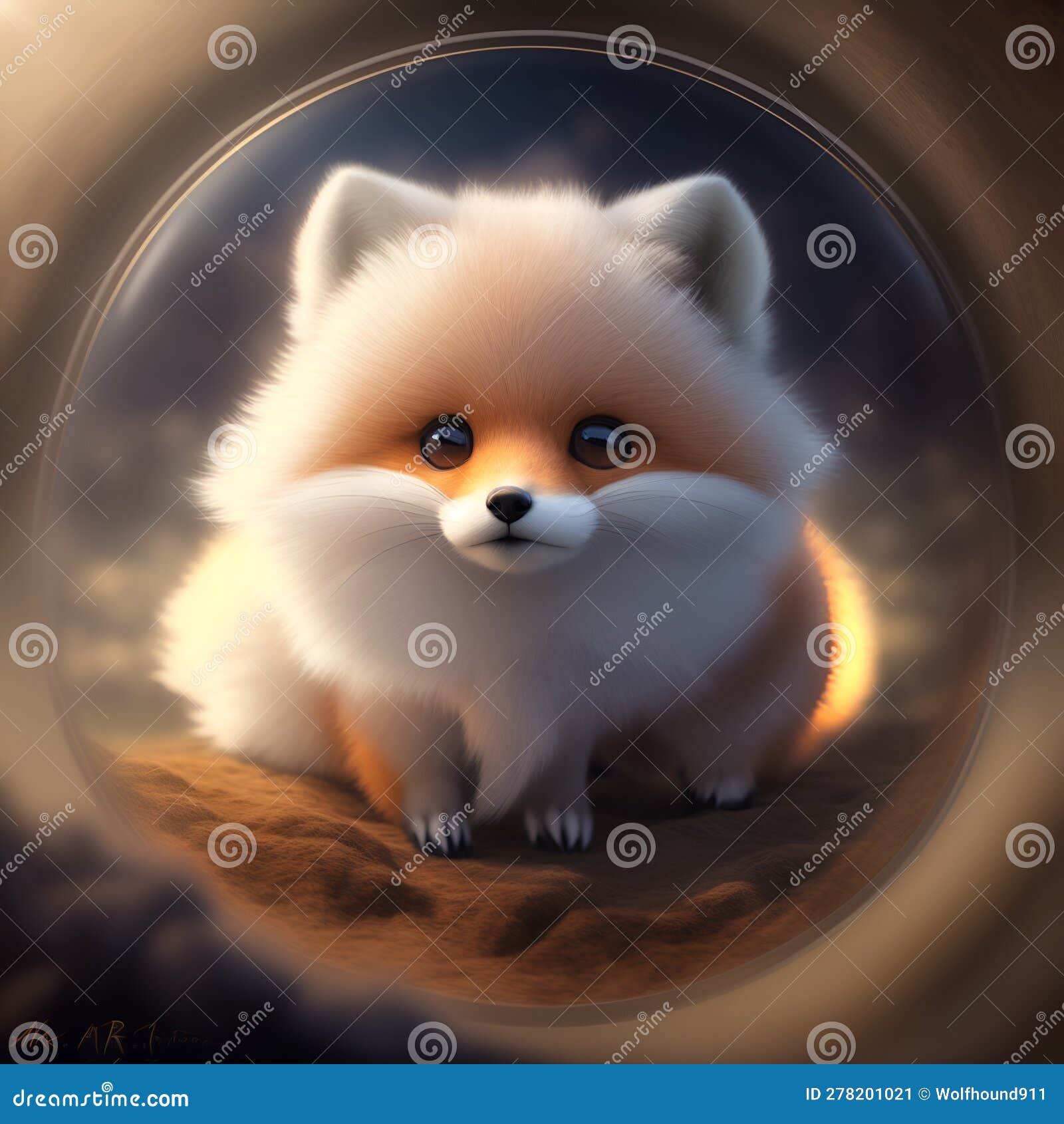 Cute Fluffy Little Fox. Generate Ai. Stock Illustration - Illustration ...