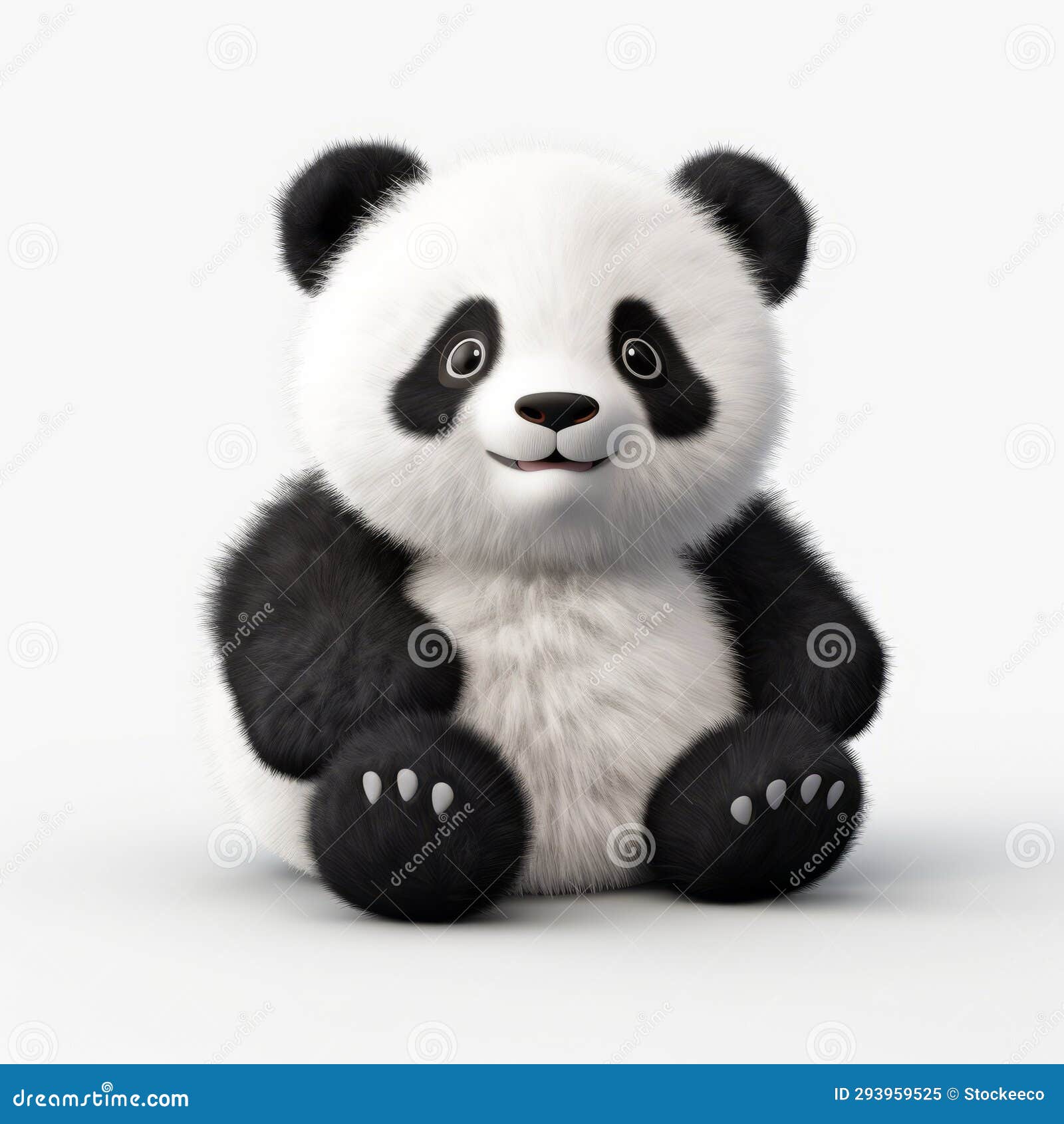 Cute Fluffy Panda 3d Model with Soft Renderings by Studio King Stock ...