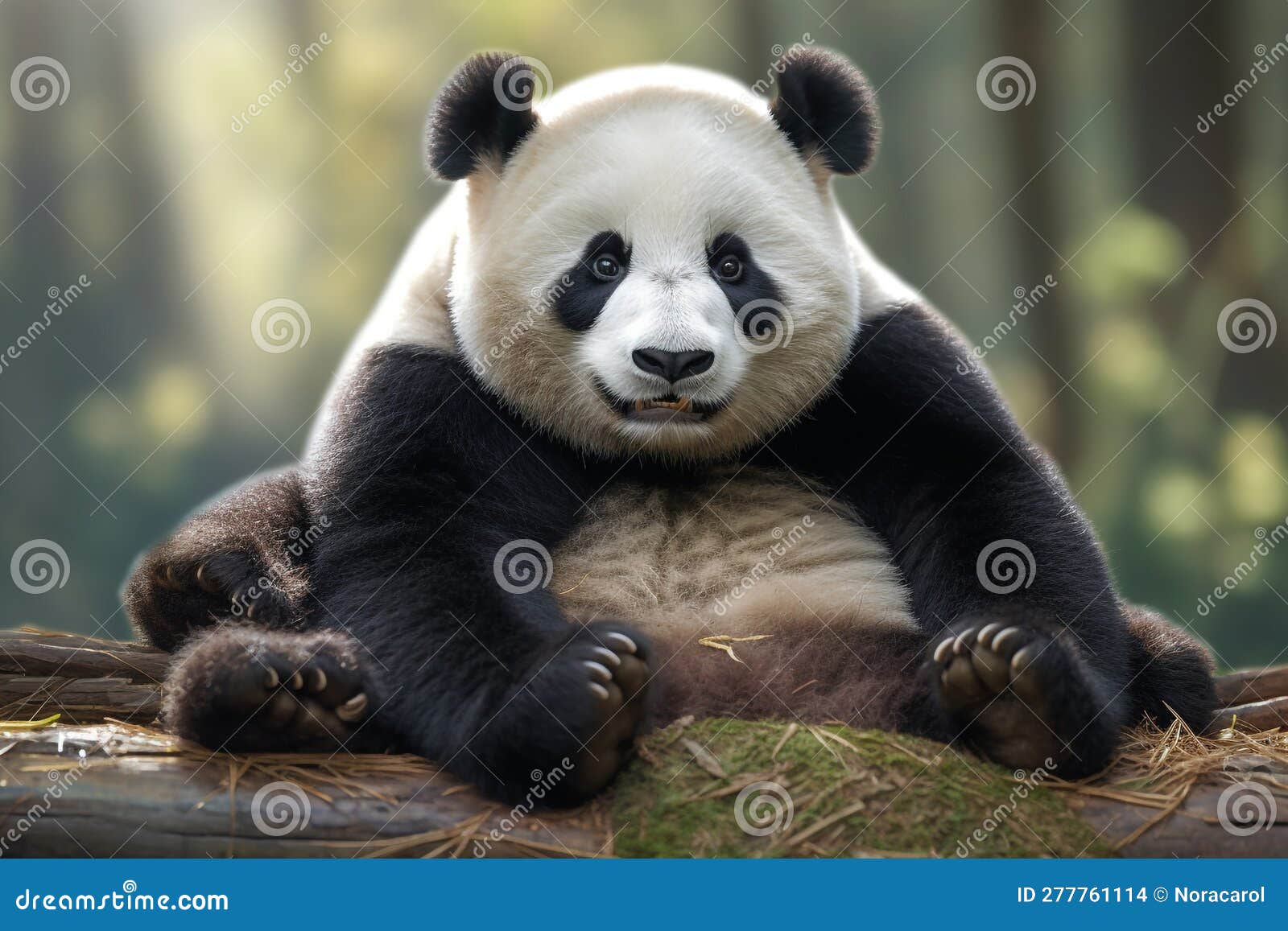 Cute Fluffy Panda Generative AI Stock Illustration - Illustration of ...