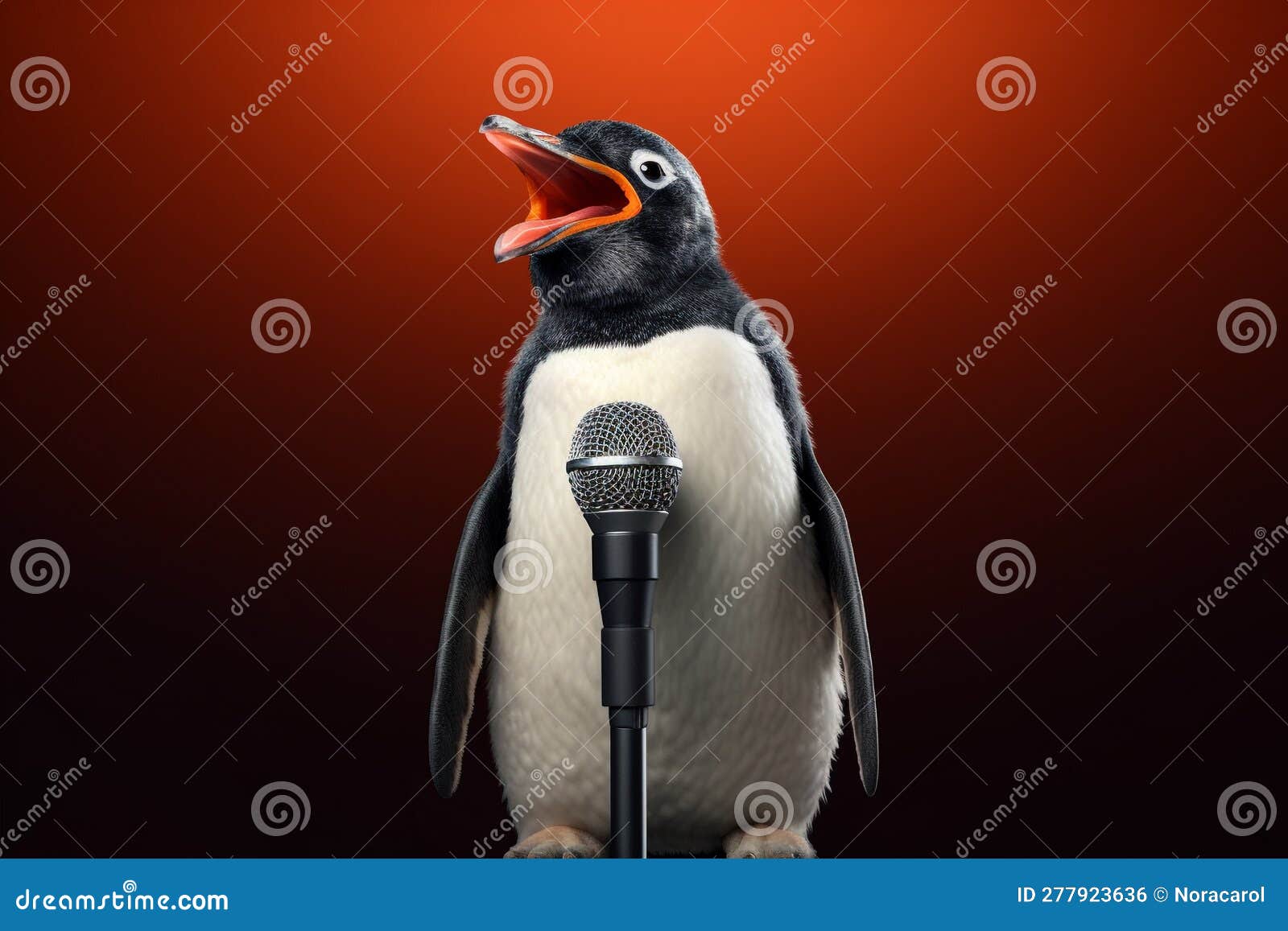 Cartoon Cute Fluffy Penguin Singing Generative AI Stock Illustration ...