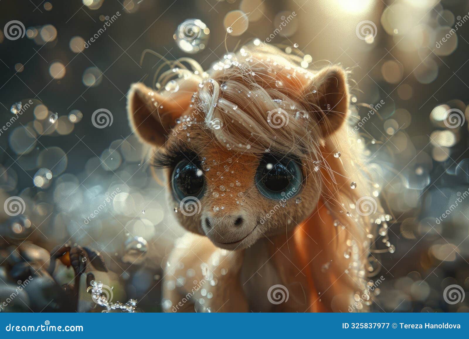 Cute Fluffy Ponny with Big Eyes Stock Illustration - Illustration of ...