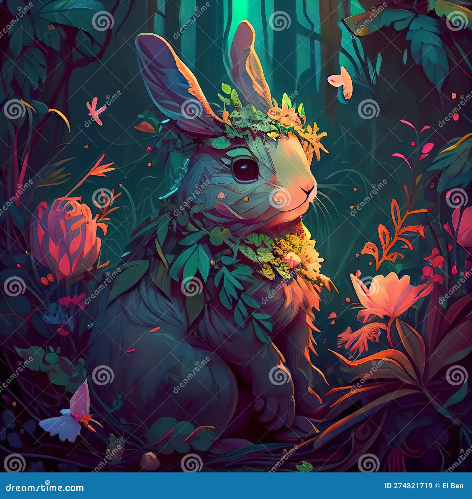 Cute Fluffy Rabbit - Ai Generated Stock Illustration - Illustration of ...