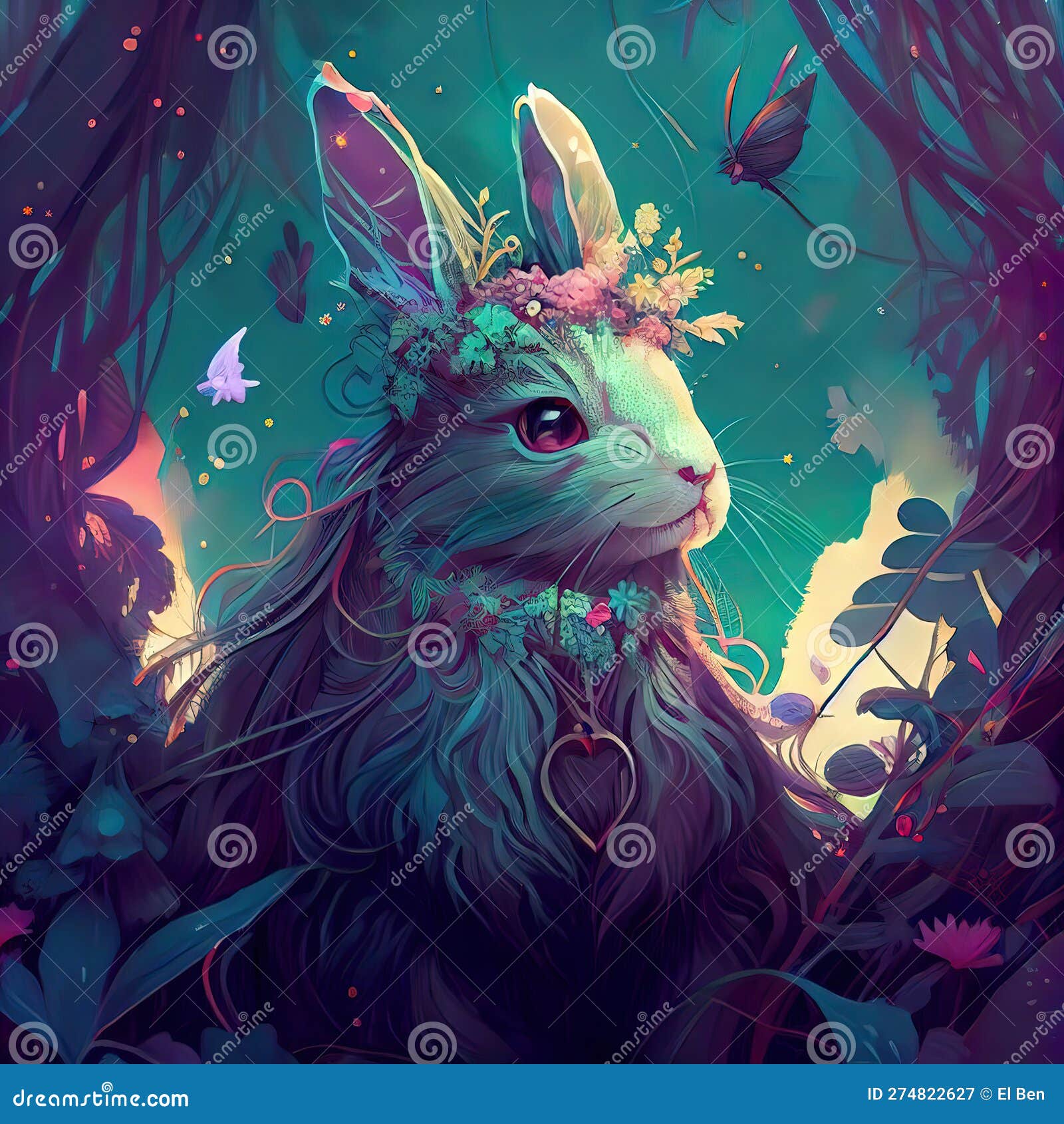 Cute Fluffy Rabbit - Ai Generated Stock Illustration - Illustration of ...