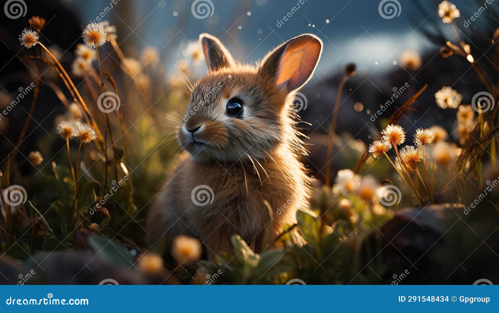 Cute Fluffy Rabbit Sitting in Green Meadow, Enjoying Summer Generated ...