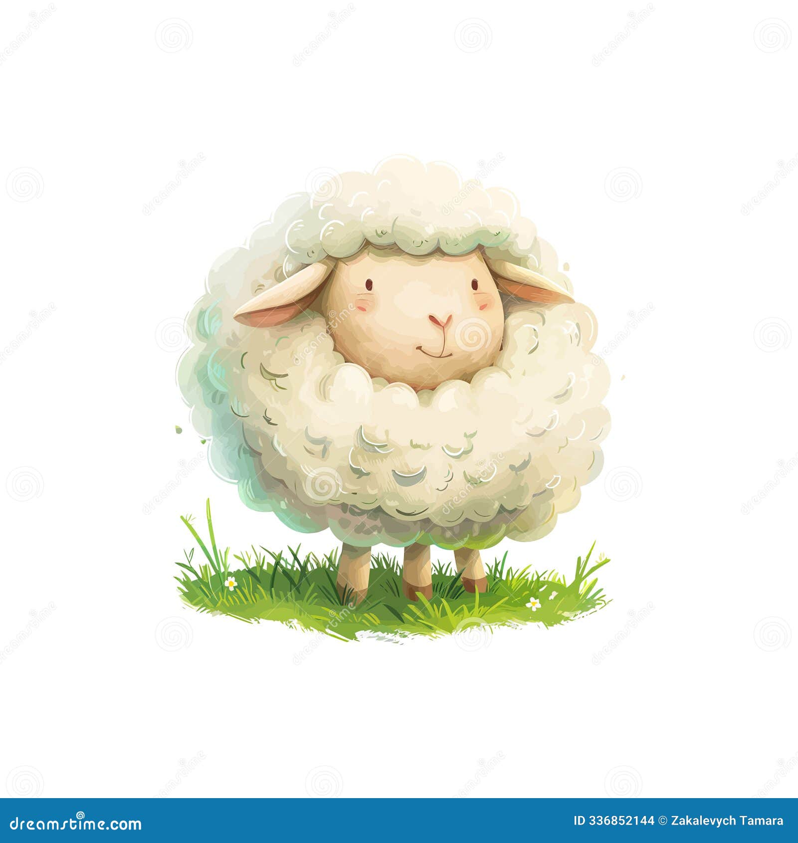 Cute Fluffy Sheep on Green Grass. Vector Illustration Design Stock ...
