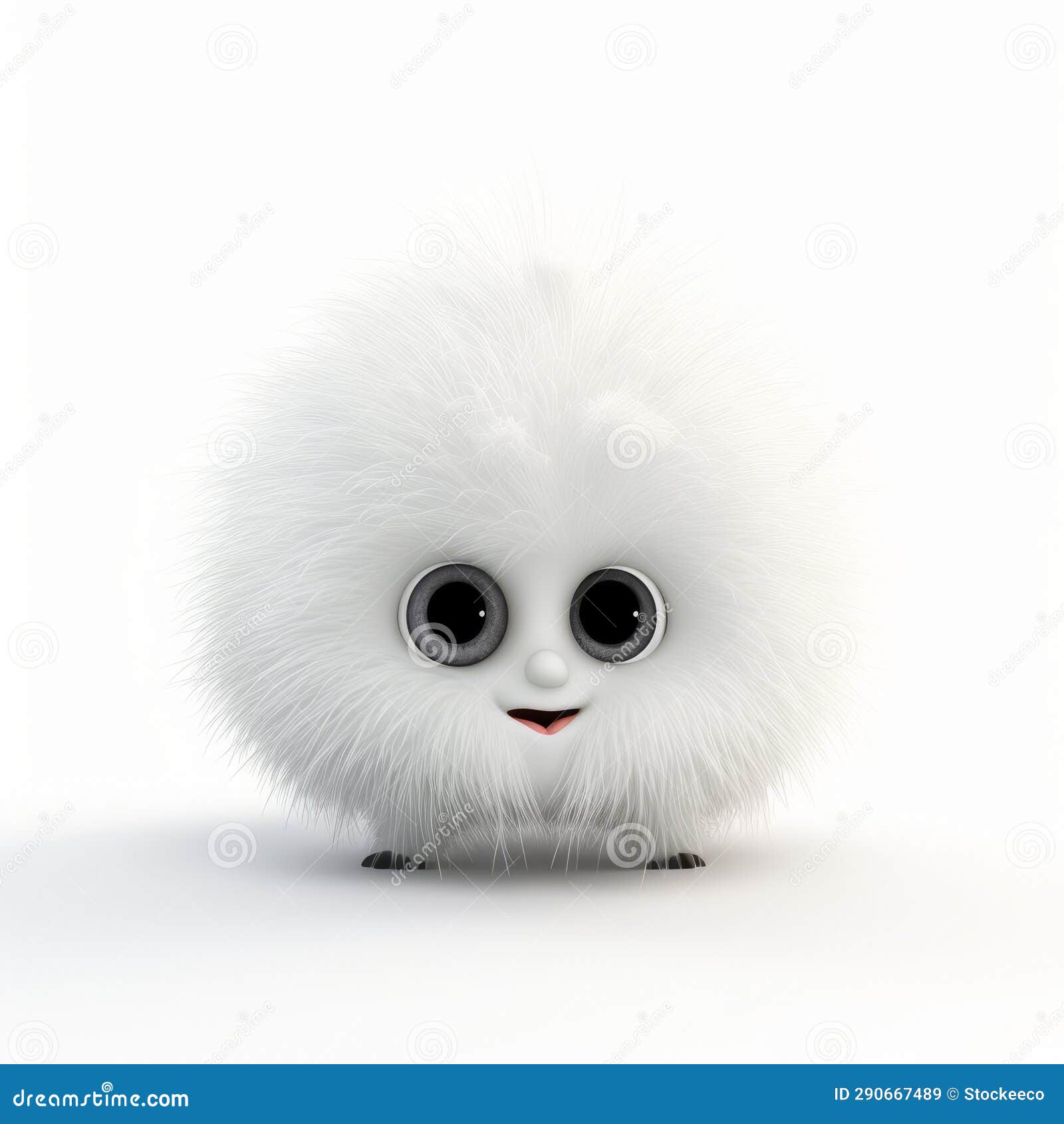 Cute Fluffy White Cartoon Creature - 3d Animation Icon Royalty-Free ...