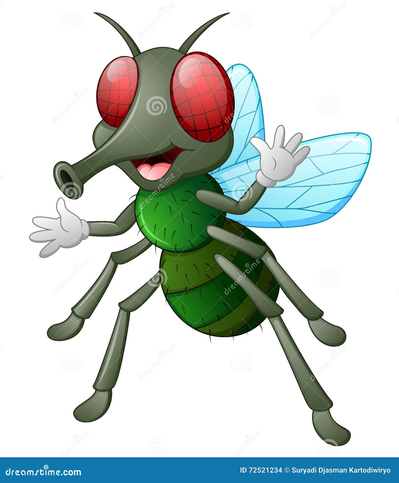 Cute Fly Animal Waving Hand Stock Vector - Illustration of eyes, house ...