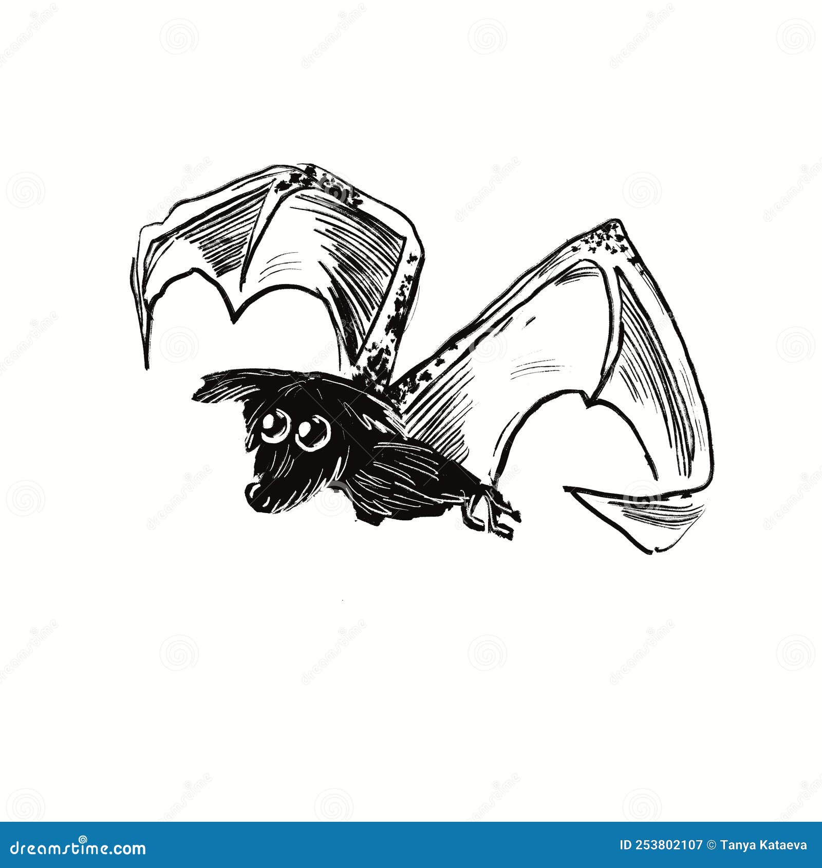 Cute Flying bat stock illustration. Illustration of drawing - 253802107