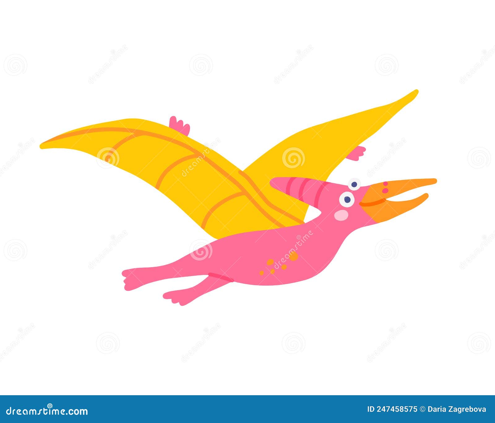 Dinosaur Pterodactylus Grafic Hand Drawn And Silhouette Illustration Cartoon Vector ...