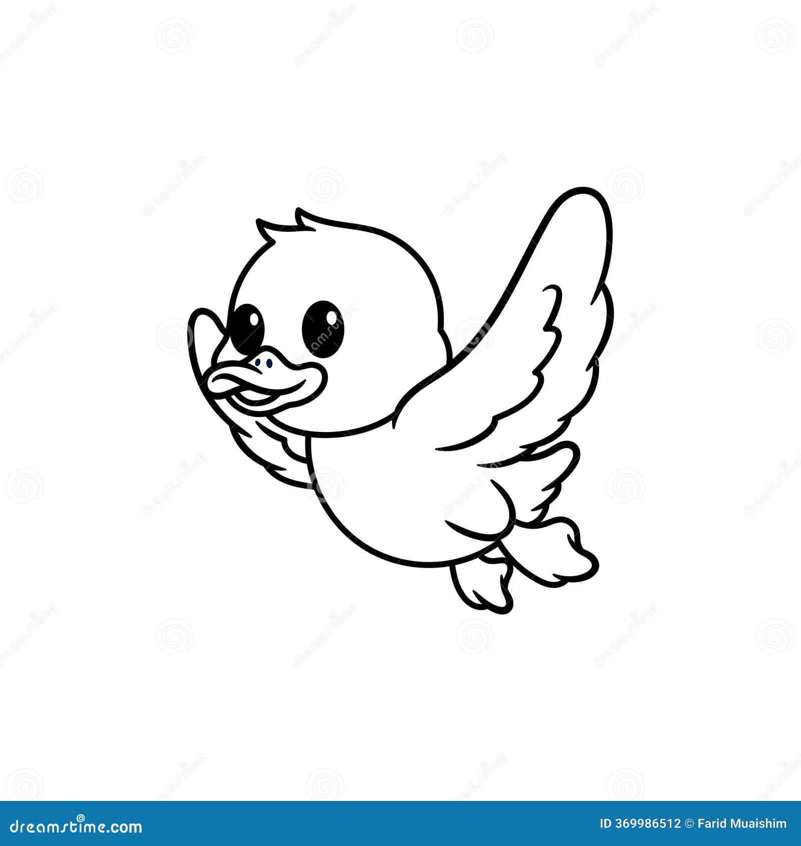 Cute Duck Flying Flapping Wings Cartoon Vector Illustration ...