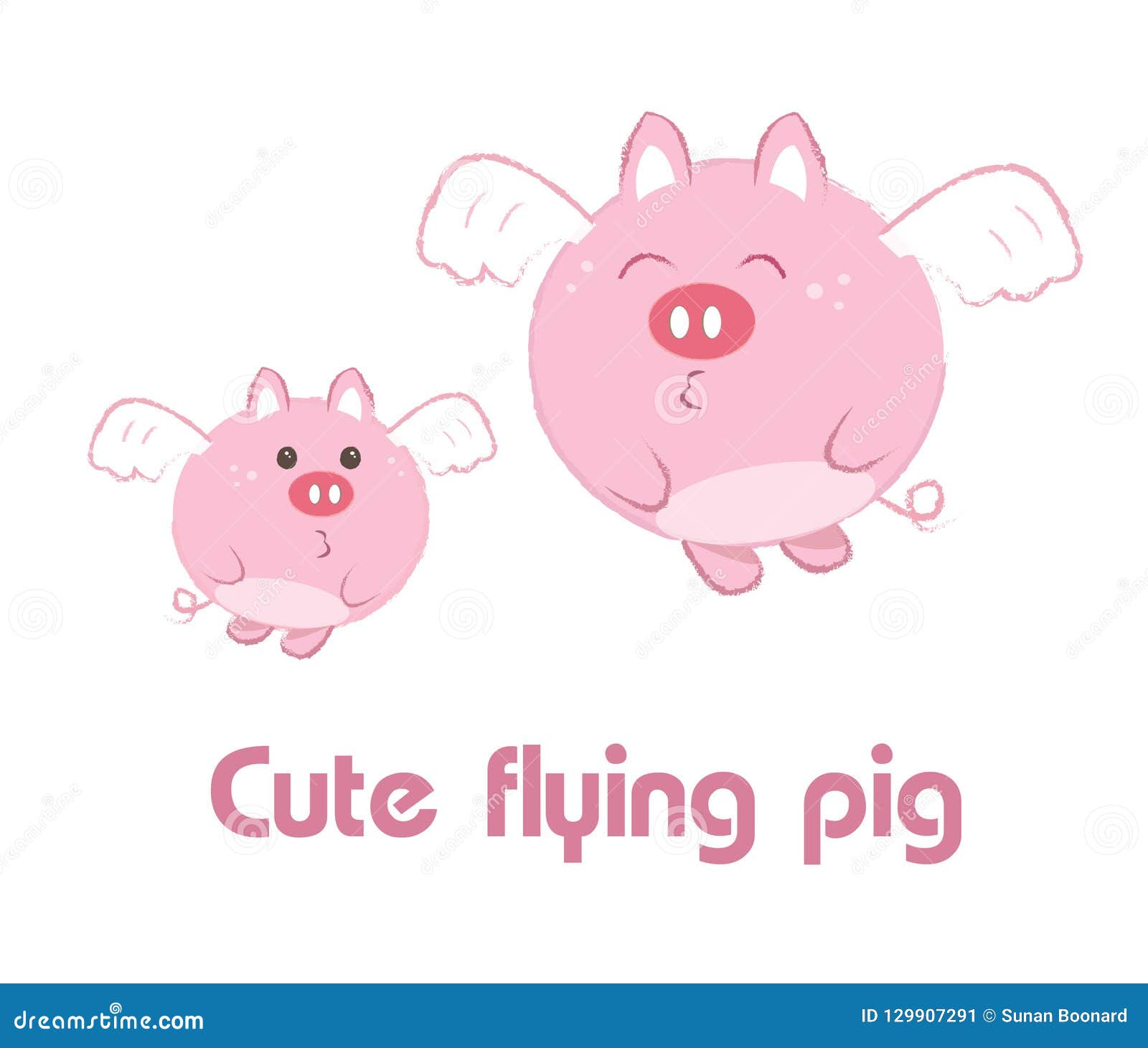 The Cute Flying Pig Vector on White Background. Stock Vector ...