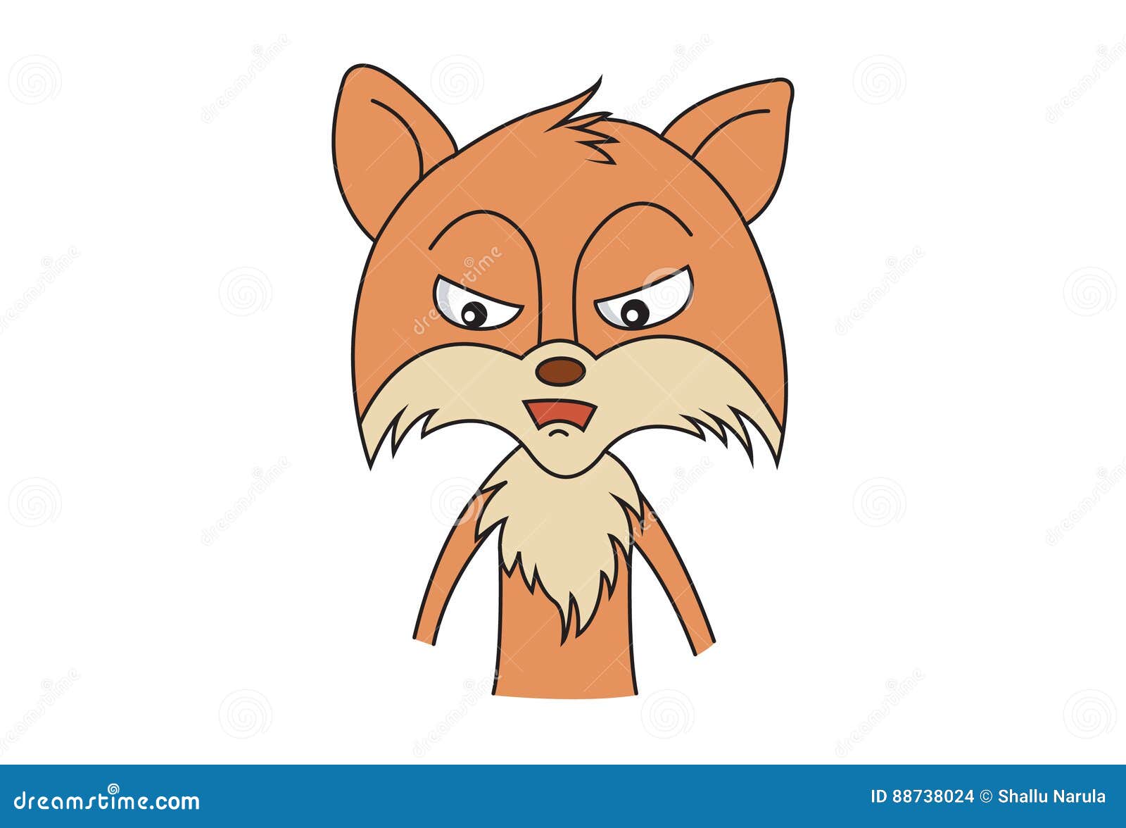Cute Fox with Annoyed Expressions. Stock Illustration - Illustration of ...