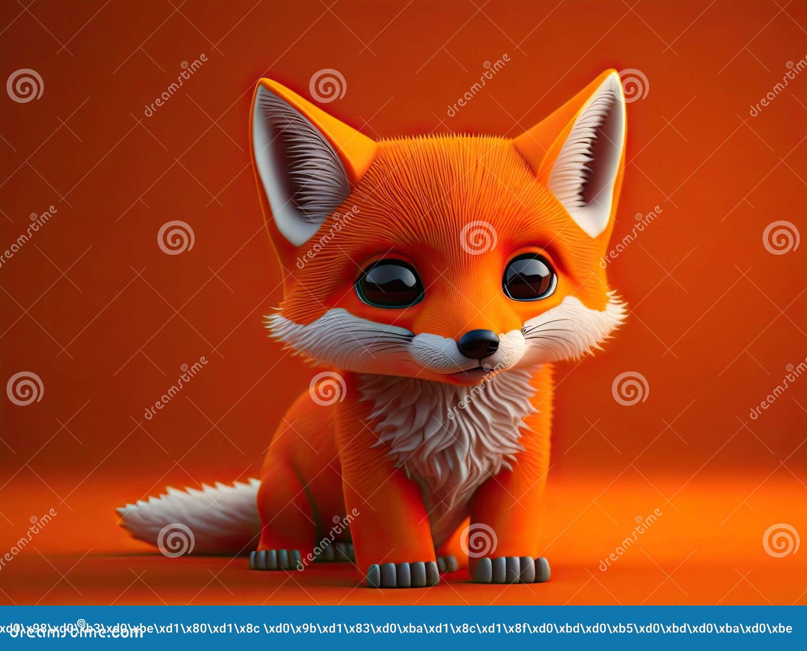 Cute Fox Baby on Orange Background. Ai Generative Stock Illustration ...