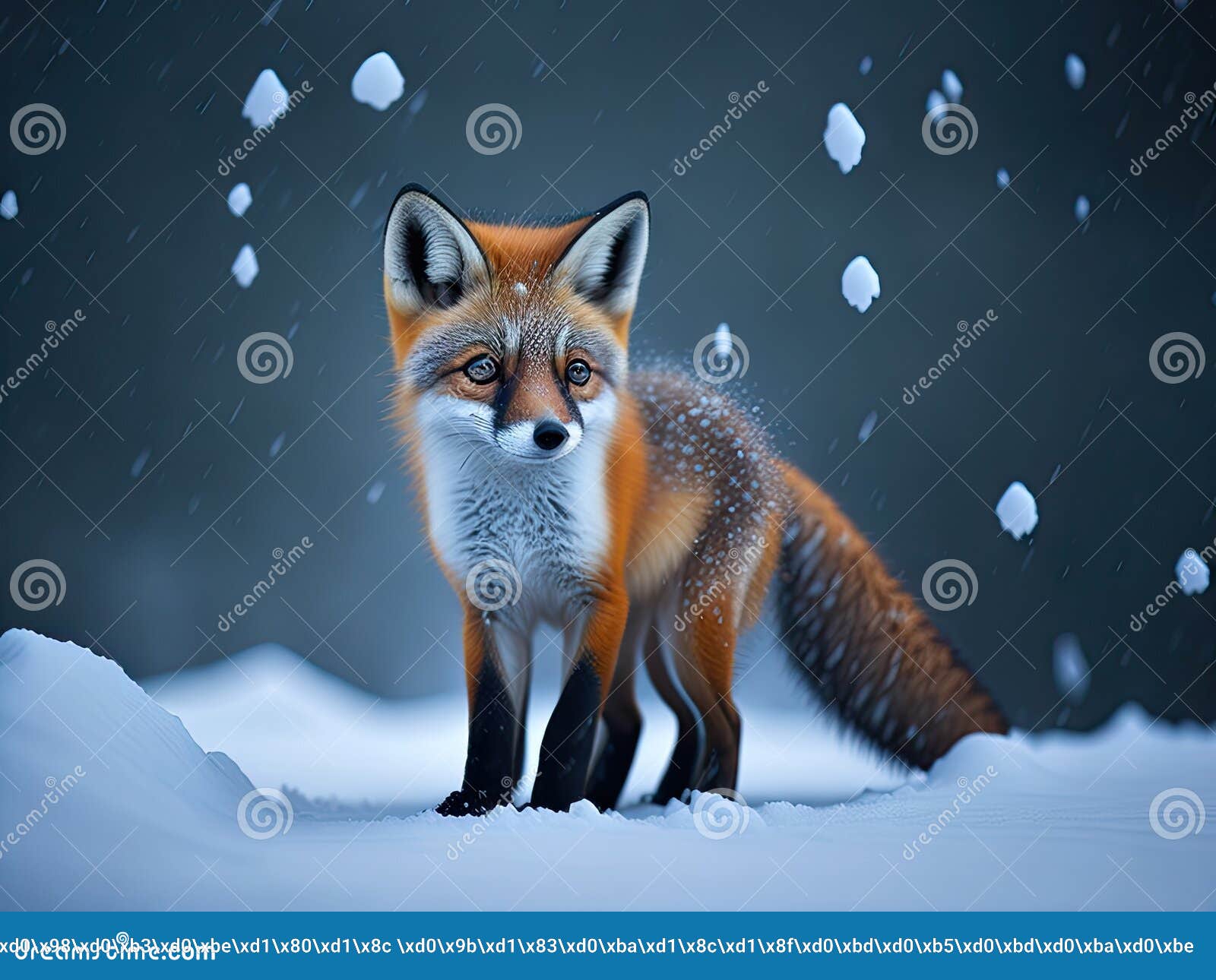Cute Fox Baby in Snow Winter. Ai Generative Stock Illustration ...