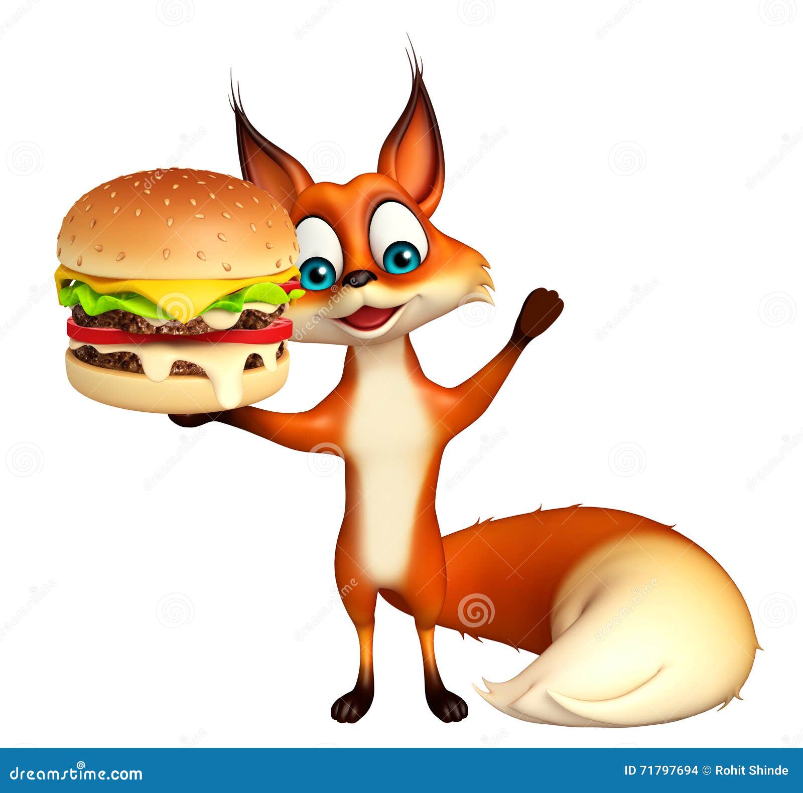 Gray Fox Eating A Burger
