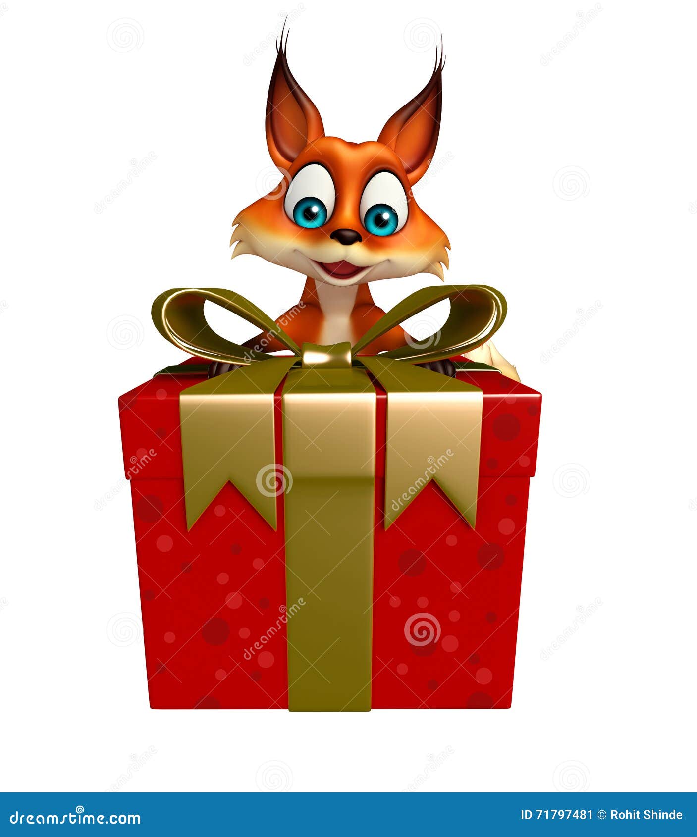 Cute Fox Cartoon Character with Gift Box Stock Illustration ...