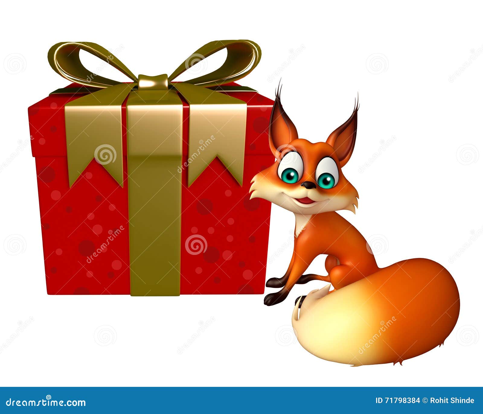 Cute Fox Cartoon Character with Gift Box Stock Illustration ...