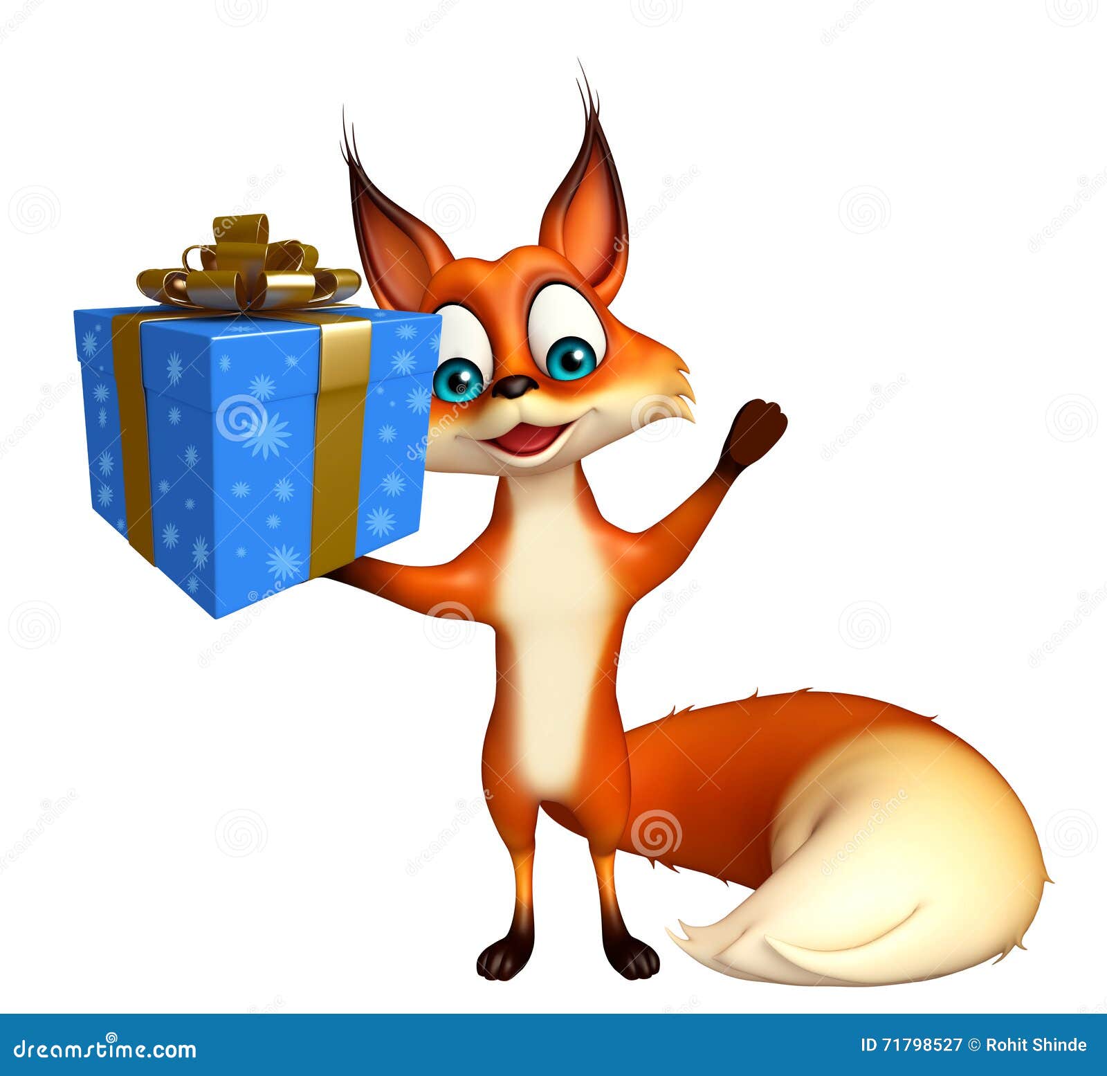 Cute Fox Cartoon Character with Gift Box Stock Illustration ...
