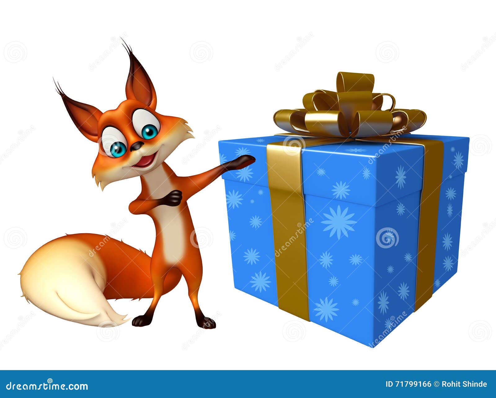 Cute Fox Cartoon Character with Gift Box Stock Illustration ...