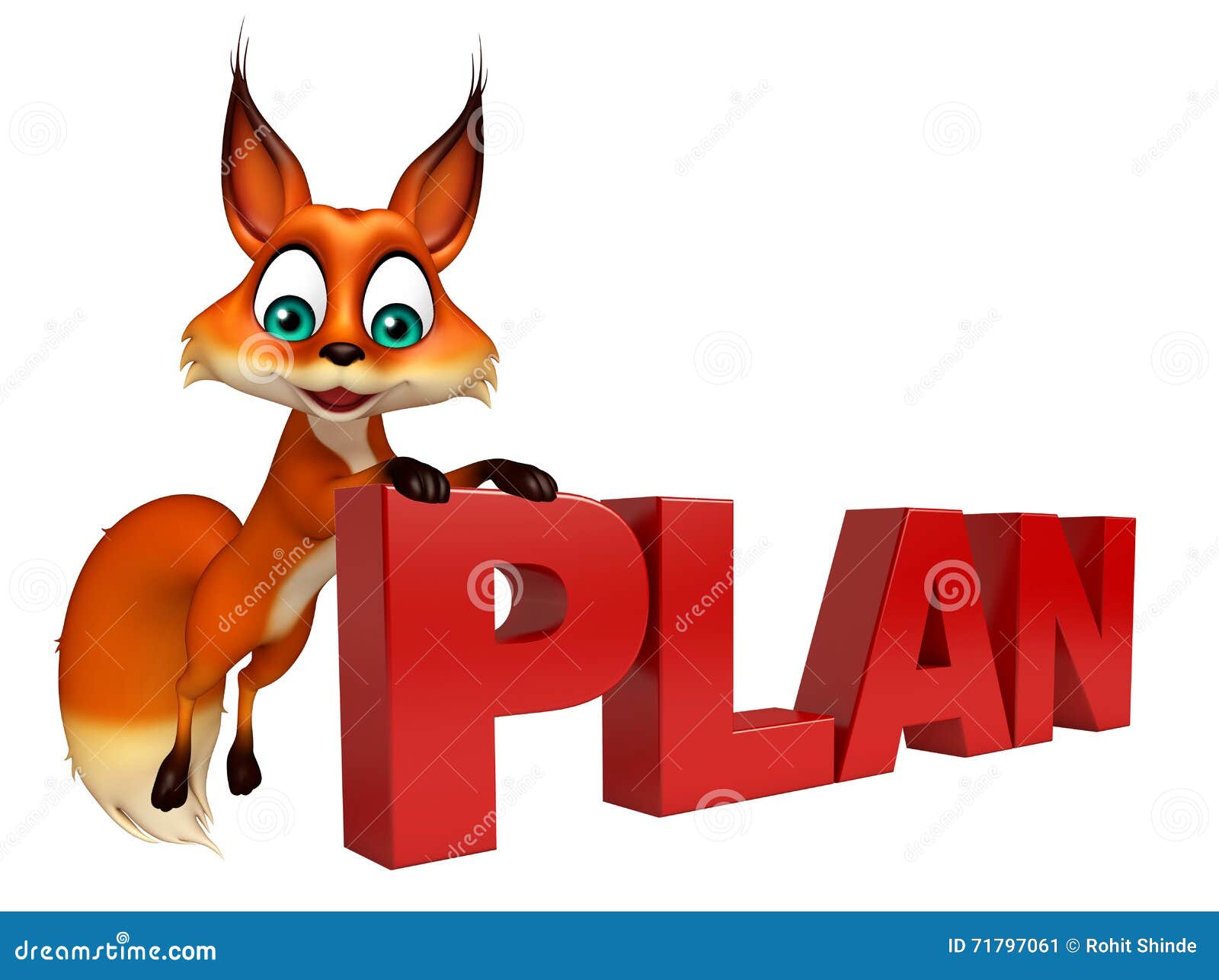 Cute Fox Cartoon Character with Plan Sign Stock Illustration ...
