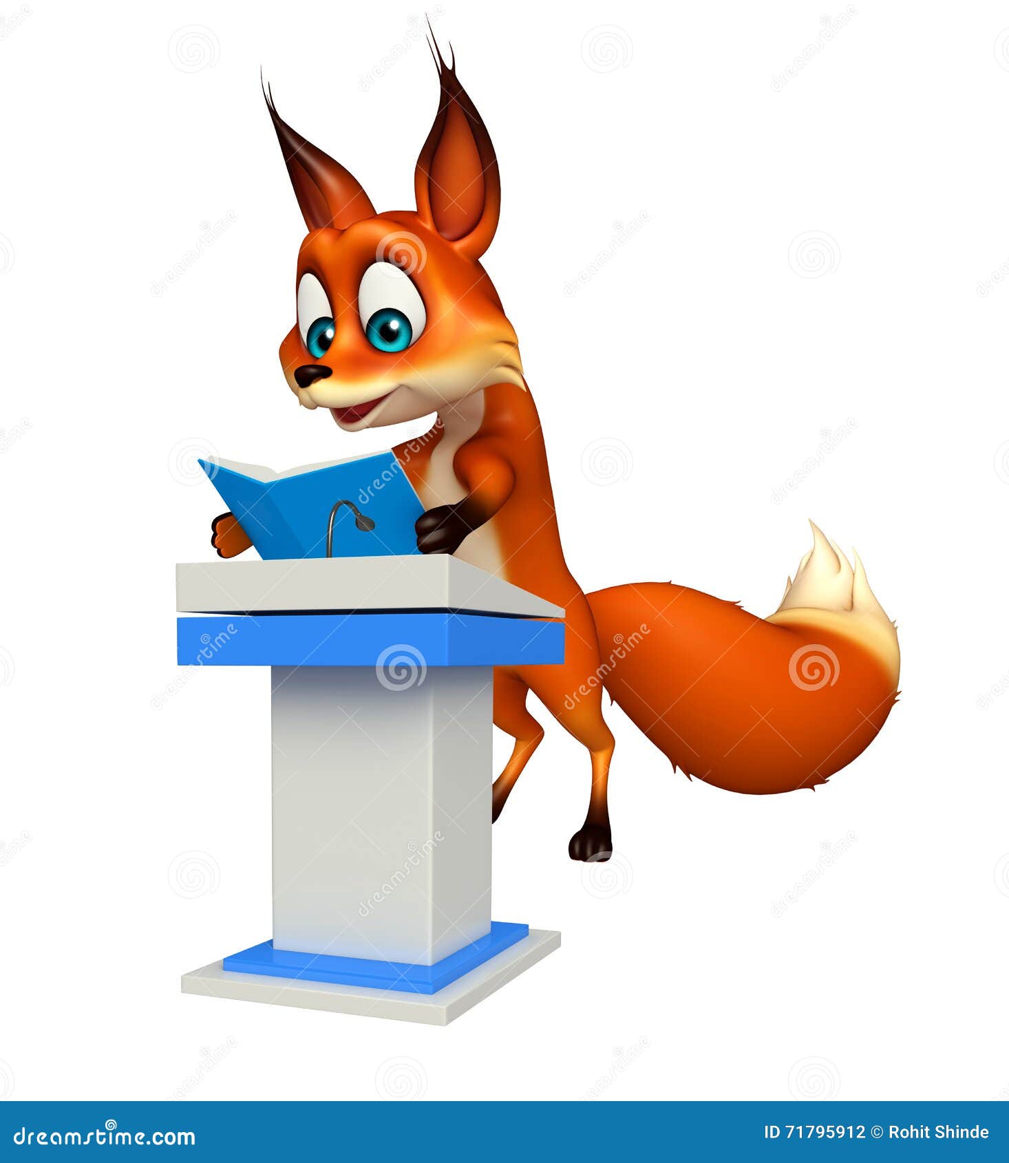 Cute Fox Cartoon Character with Speech Stage Stock Illustration ...