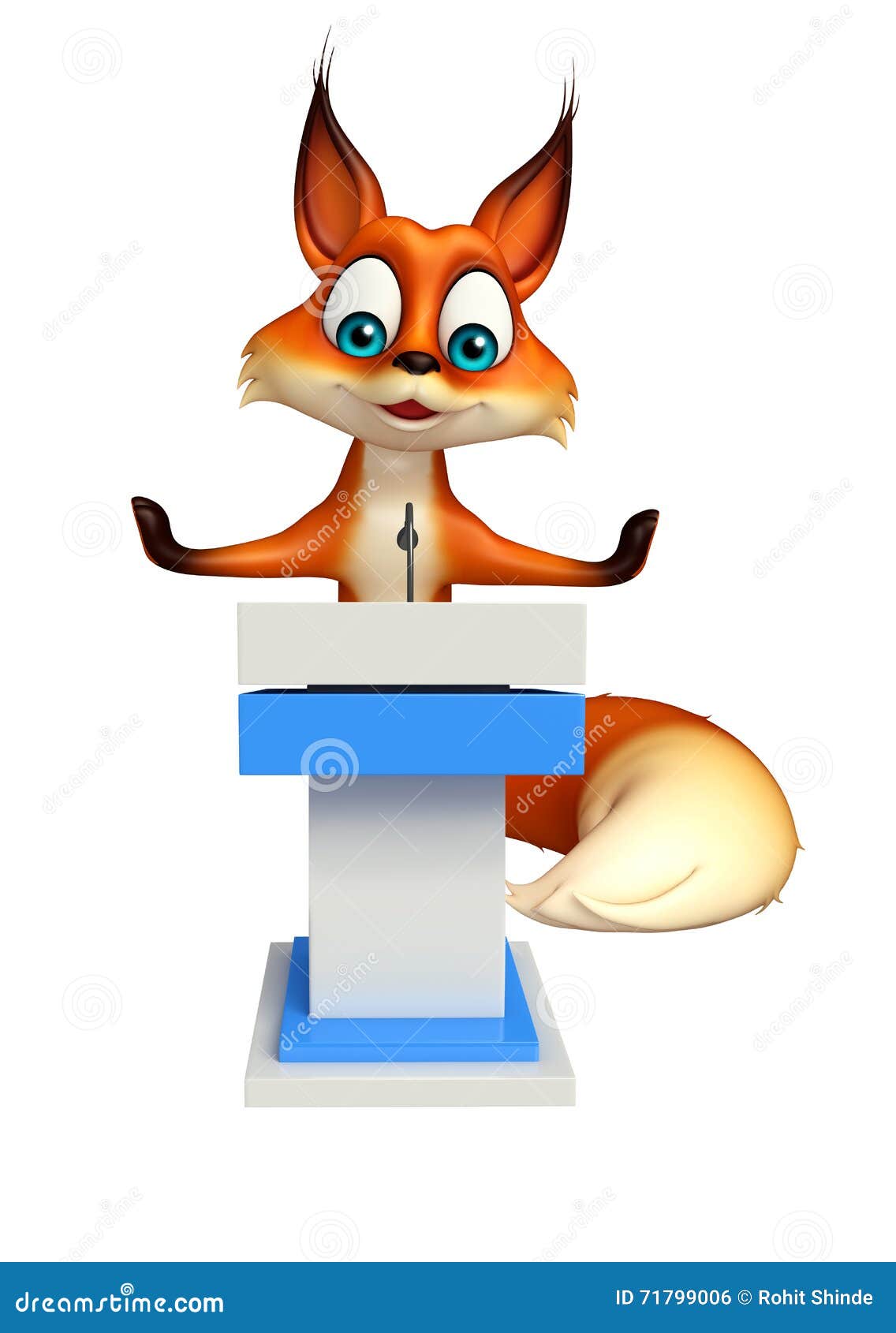 Cute Fox Cartoon Character with Speech Stage Stock Illustration ...