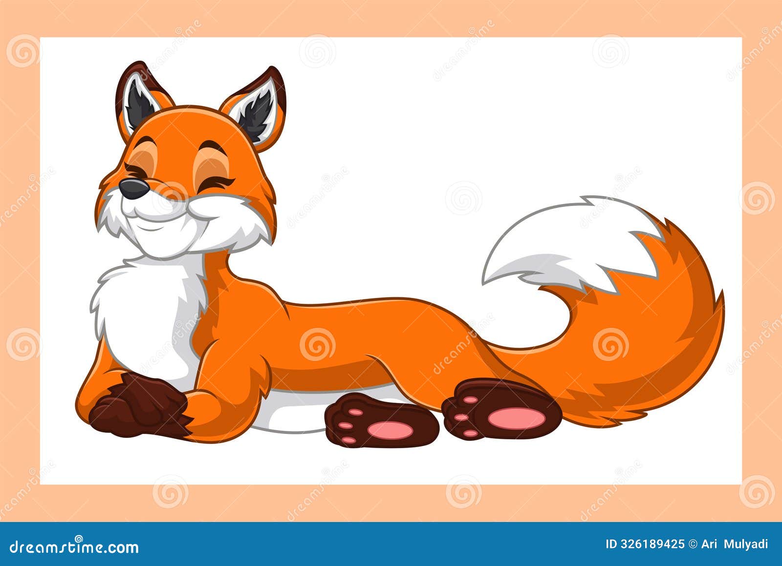 Cute Fox Cartoon Lying Down Relaxing Stock Vector - Illustration of ...