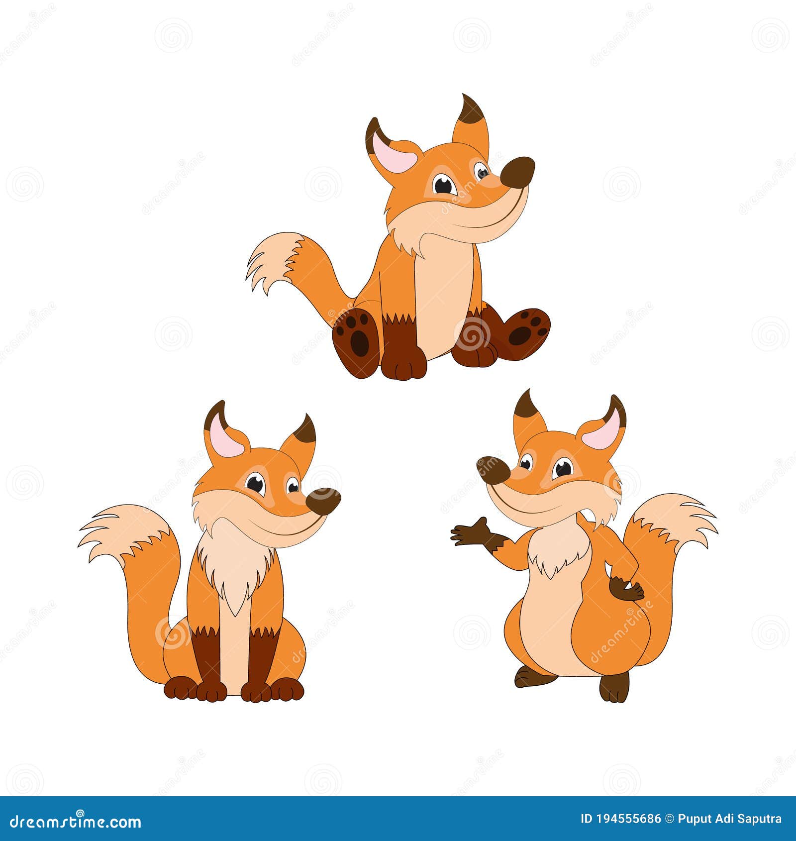 Cute Fox Cartoon Simple Vector Illustration Stock Vector - Illustration ...