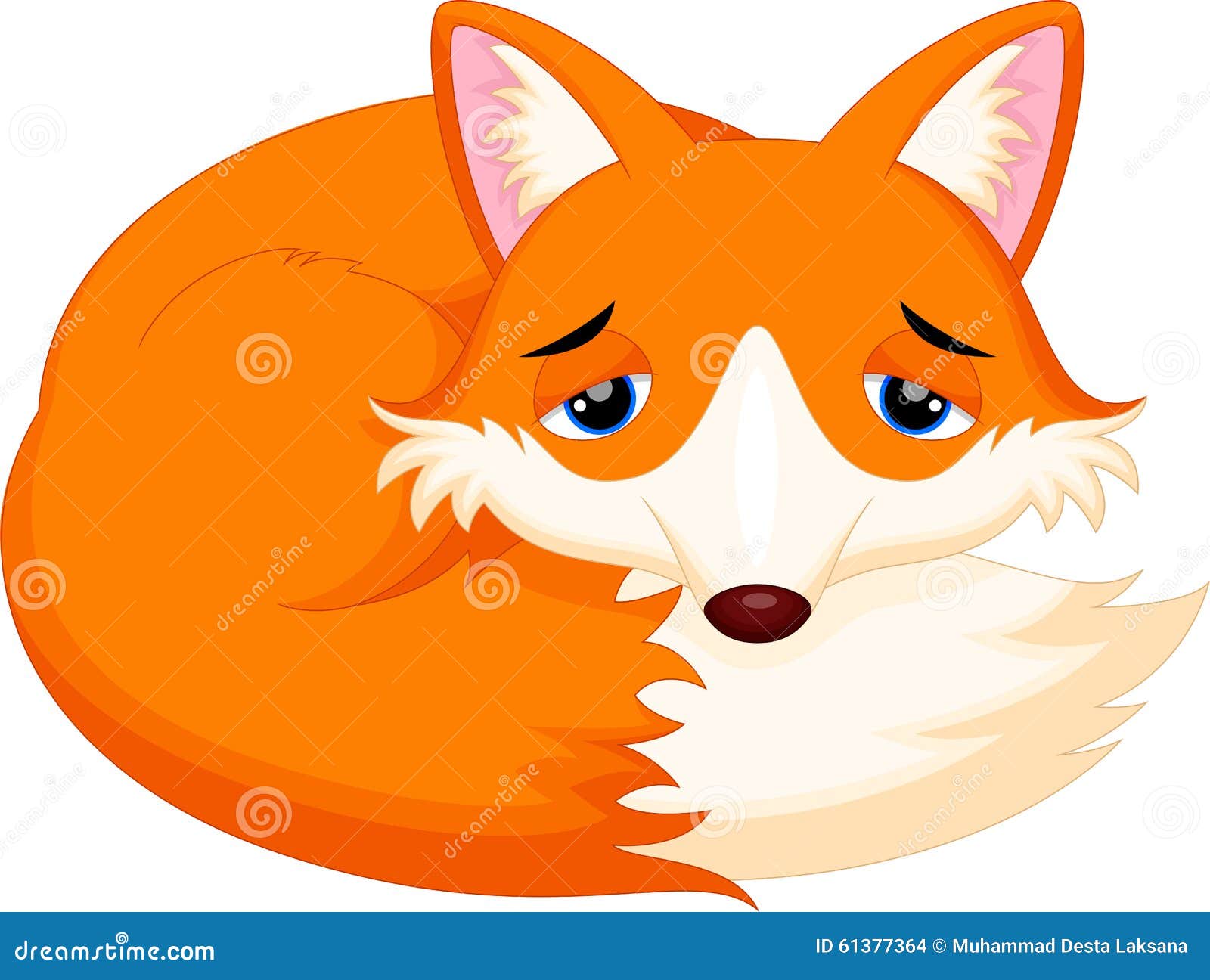 Cute fox cartoon sleeping stock illustration. Illustration of animal ...