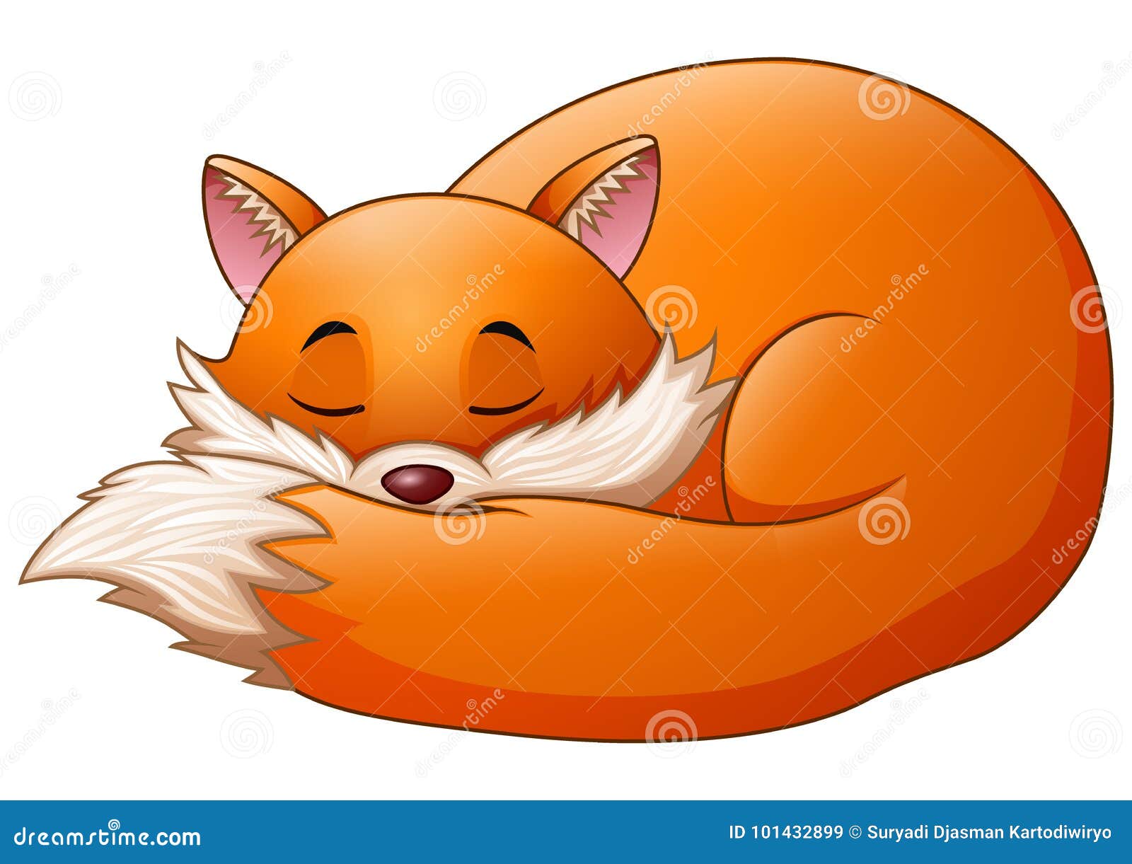 Cute fox cartoon sleeps stock vector. Illustration of fluffy - 101432899