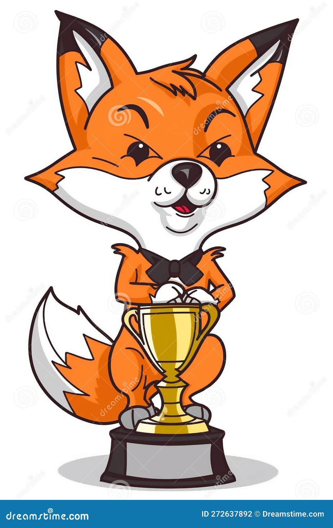 Cute Fox with Champion Cup. AI Generated Stock Illustration ...