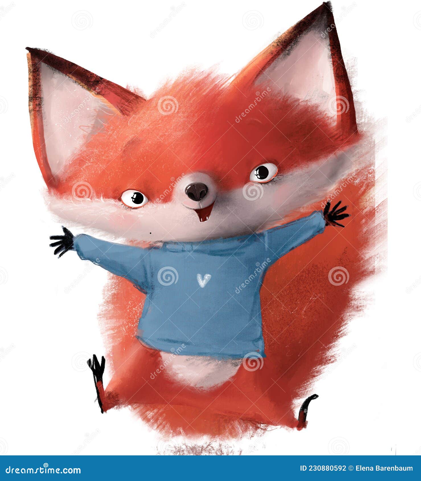 Cute Little Fox Character with Blue Sweater Stock Illustration ...