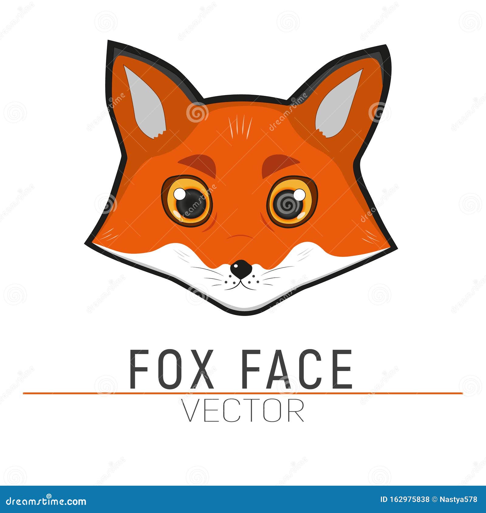 Cute fox face in vector stock vector. Illustration of chatacter - 162975838