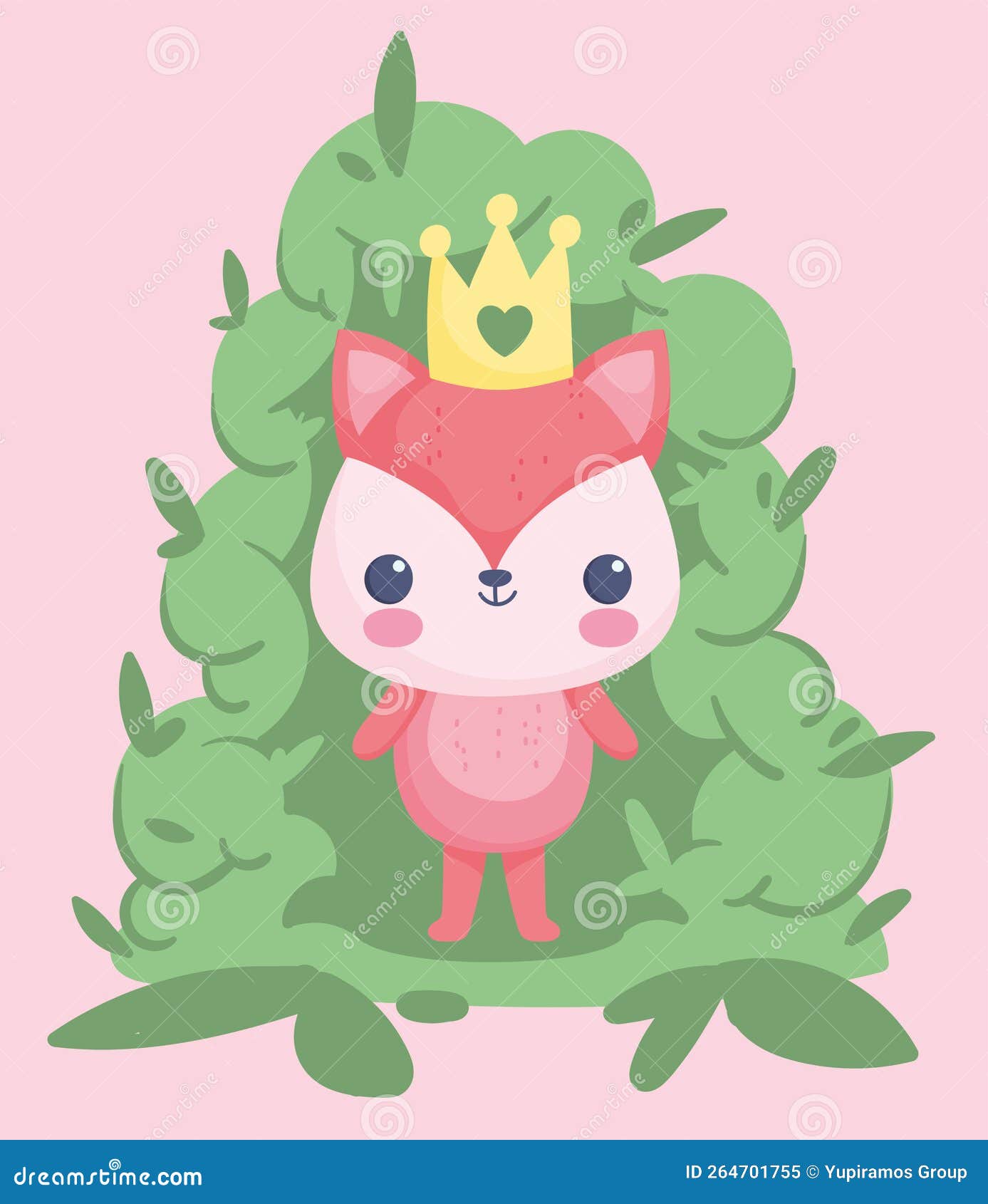 Cute fox with crown stock vector. Illustration of children - 264701755