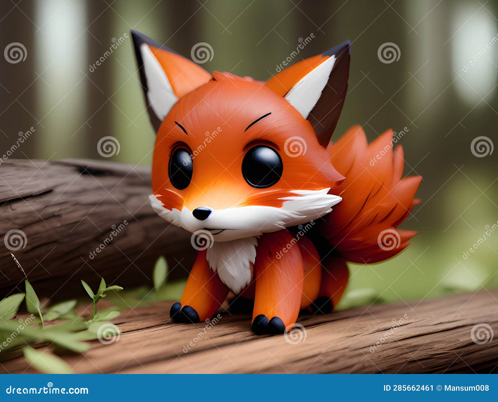 Cute Fox Doll In Forest ,3d Illsutration, Ai Generated Stock Image ...