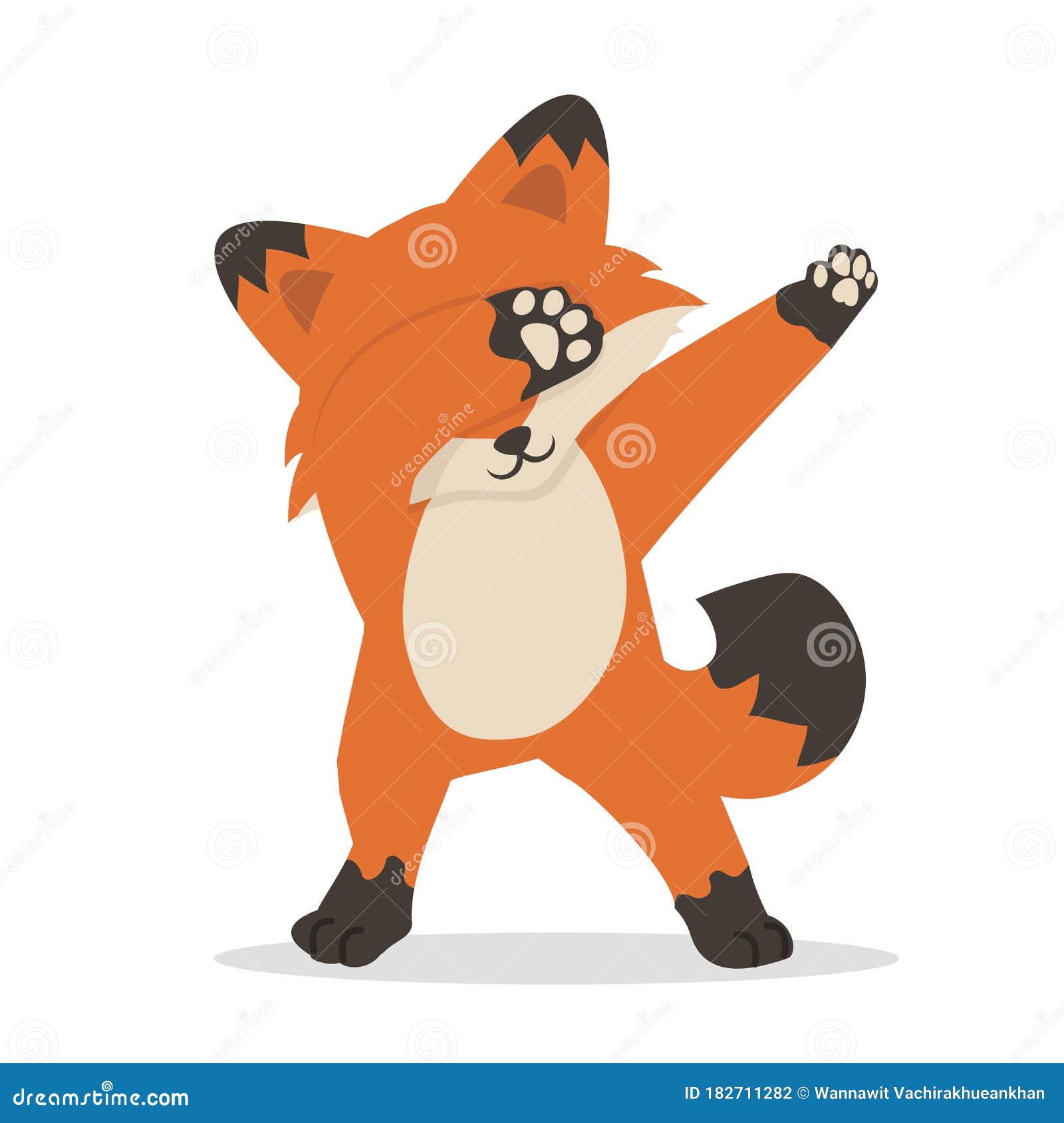Cute Fox Dub Dancing Sign Cartoon Vector | CartoonDealer.com #182711282