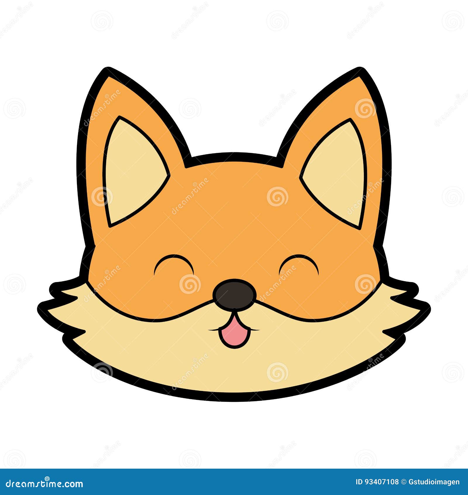 Cute fox face cartoon stock vector. Illustration of adorable - 93407108