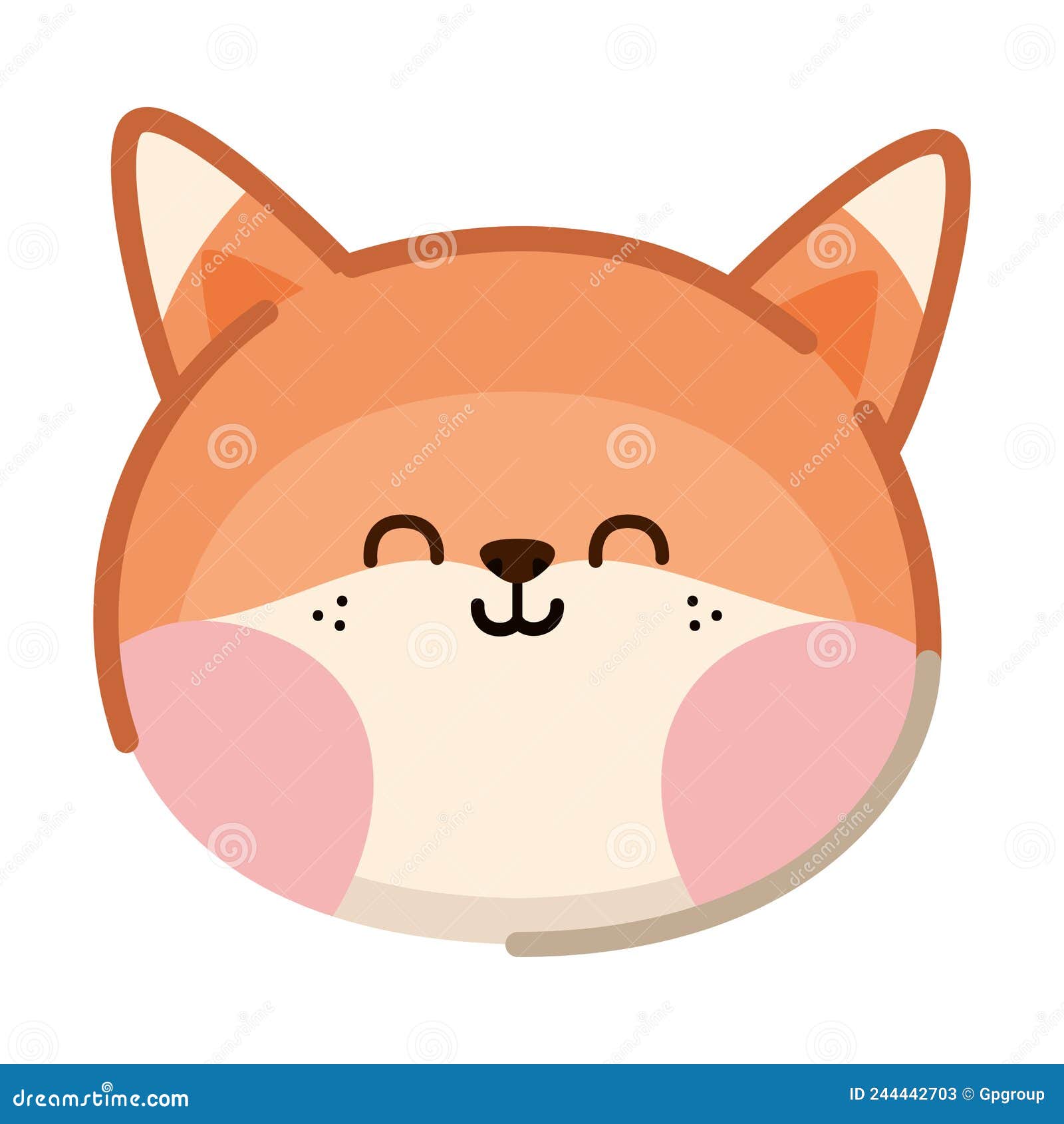 Cute fox face stock vector. Illustration of intelligent - 244442703